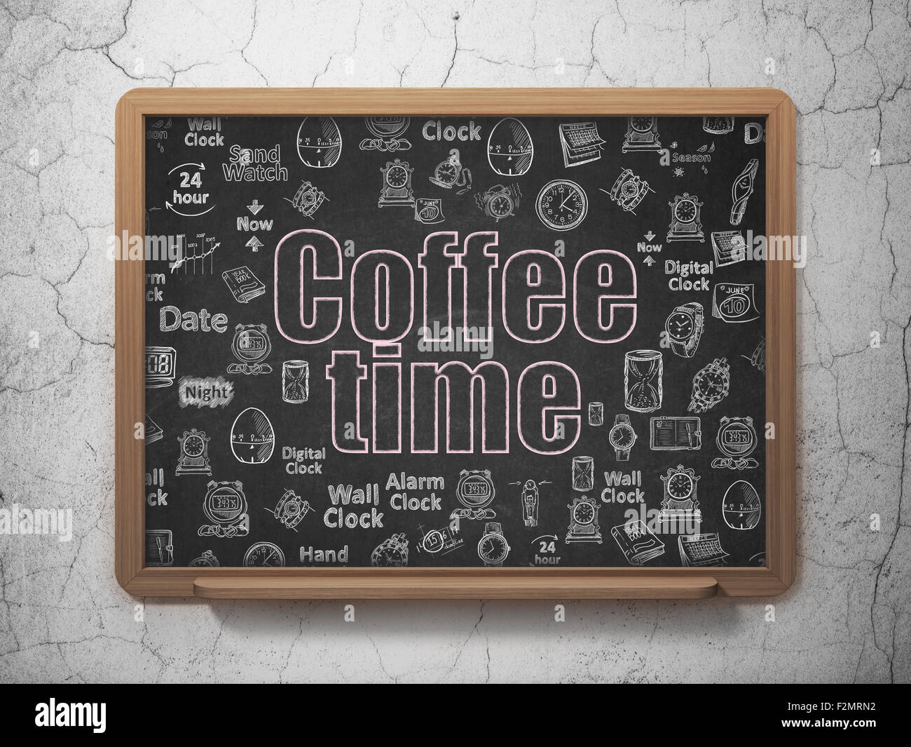 Time concept: Coffee Time on School Board background Stock Photo - Alamy