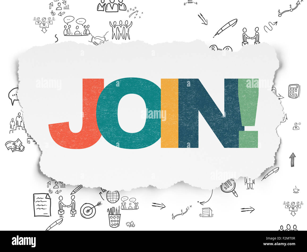 Business concept: Join on Torn Paper background Stock Photo - Alamy