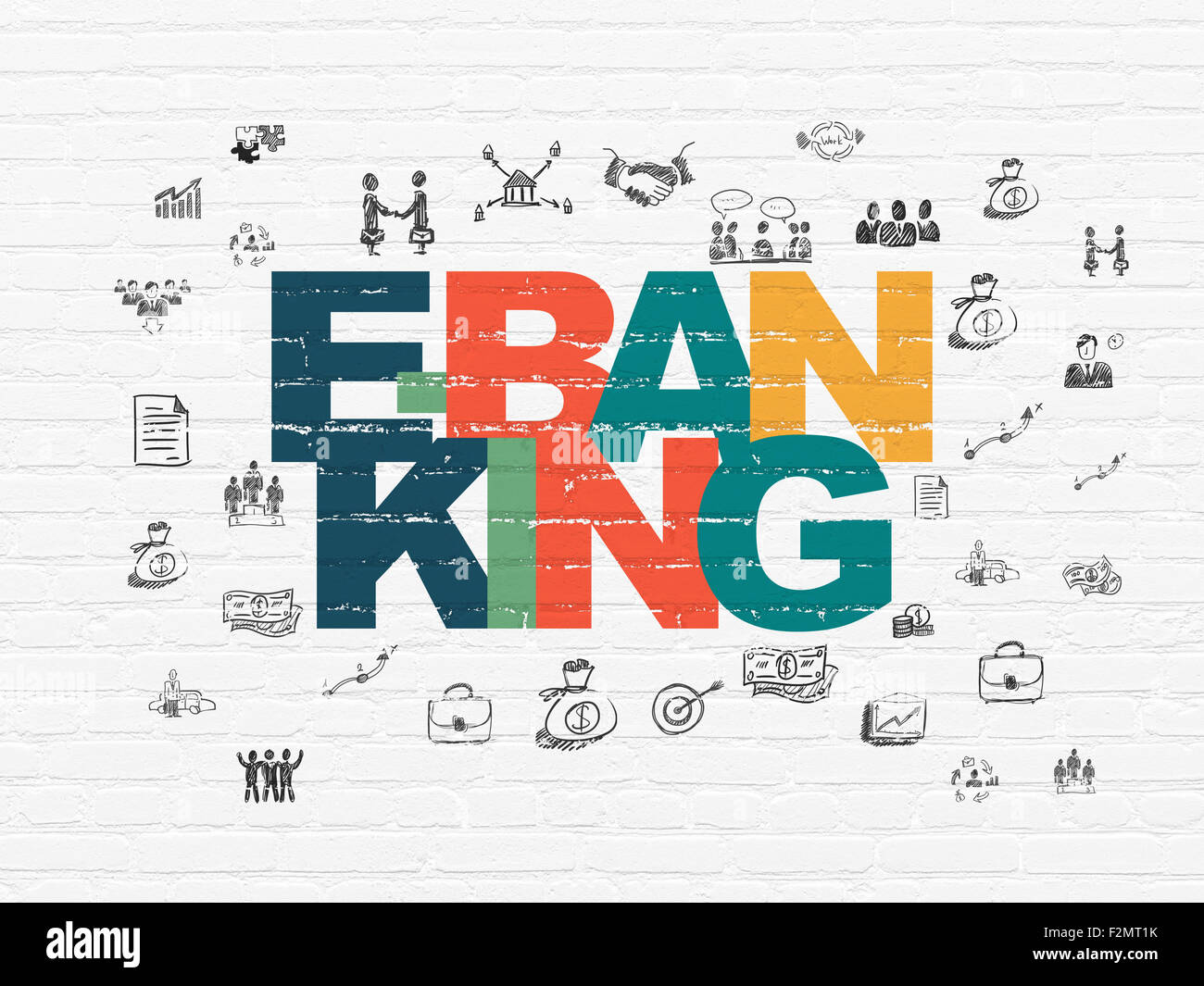Finance concept: E-Banking on wall background Stock Photo - Alamy