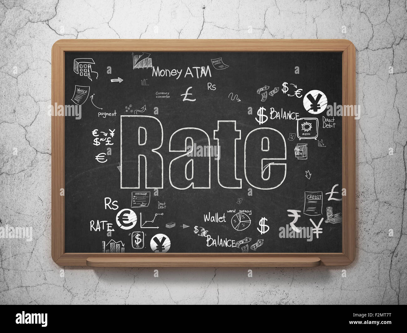 Banking concept: Rate on School Board background Stock Photo - Alamy