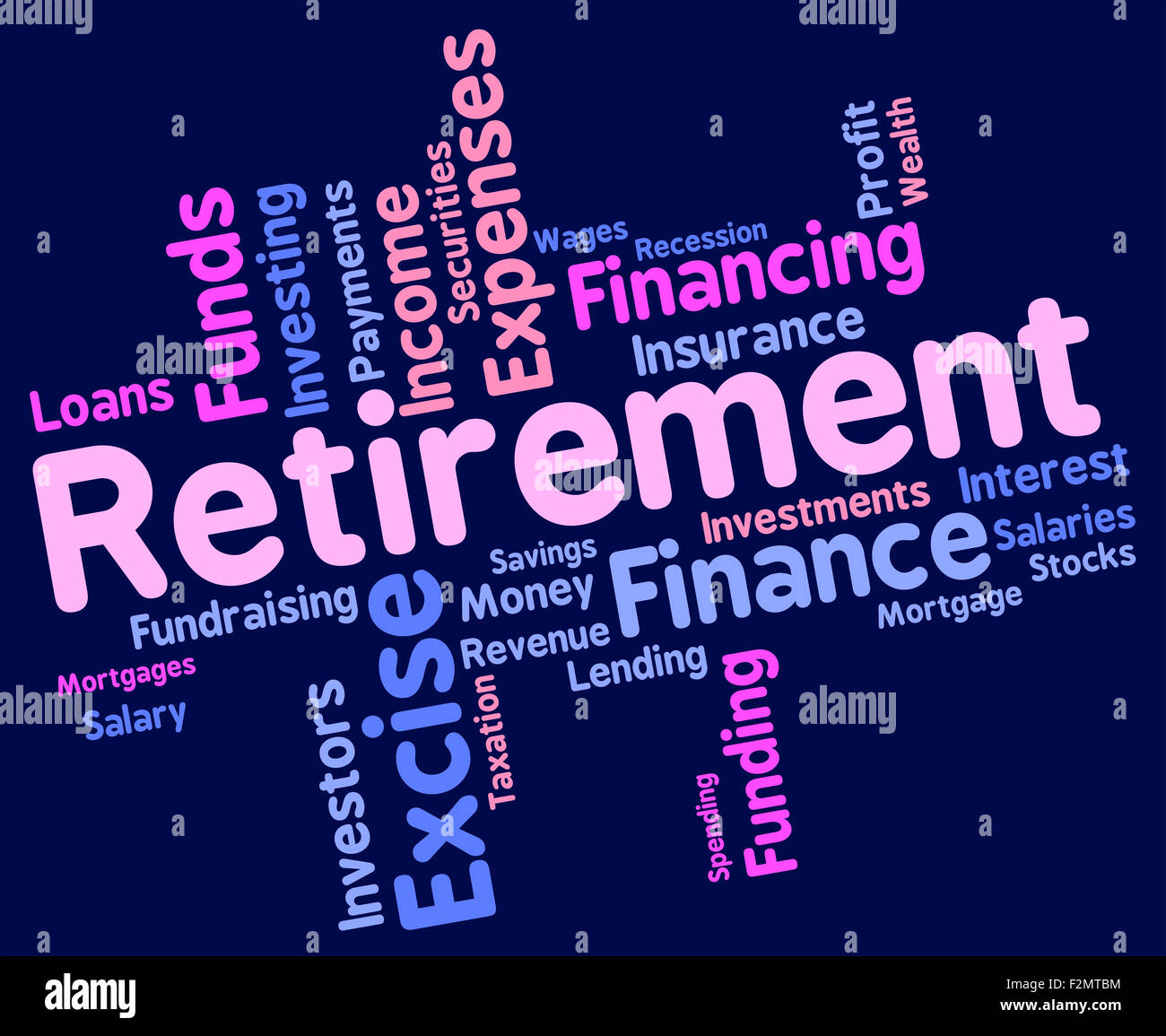 Retirement Word Meaning Finish Work And Pensions Stock Photo - Alamy