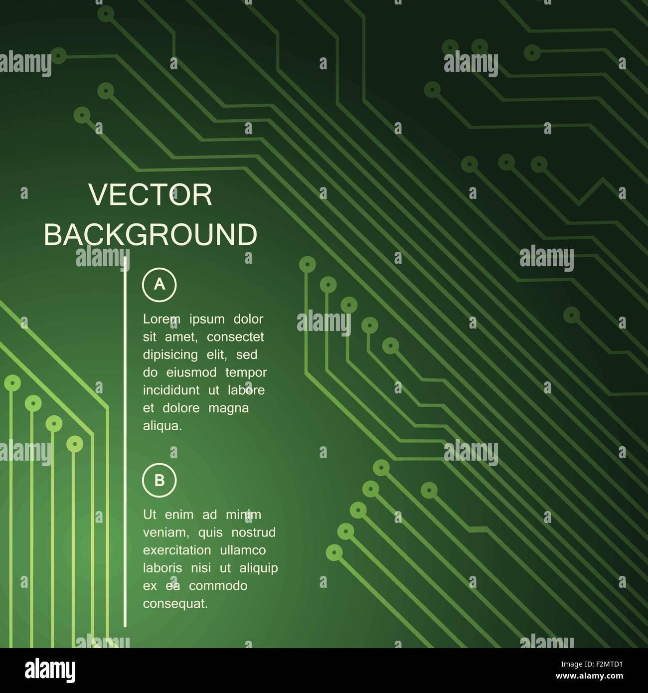 Abstract Circuit board illustration. Green background with place for ...