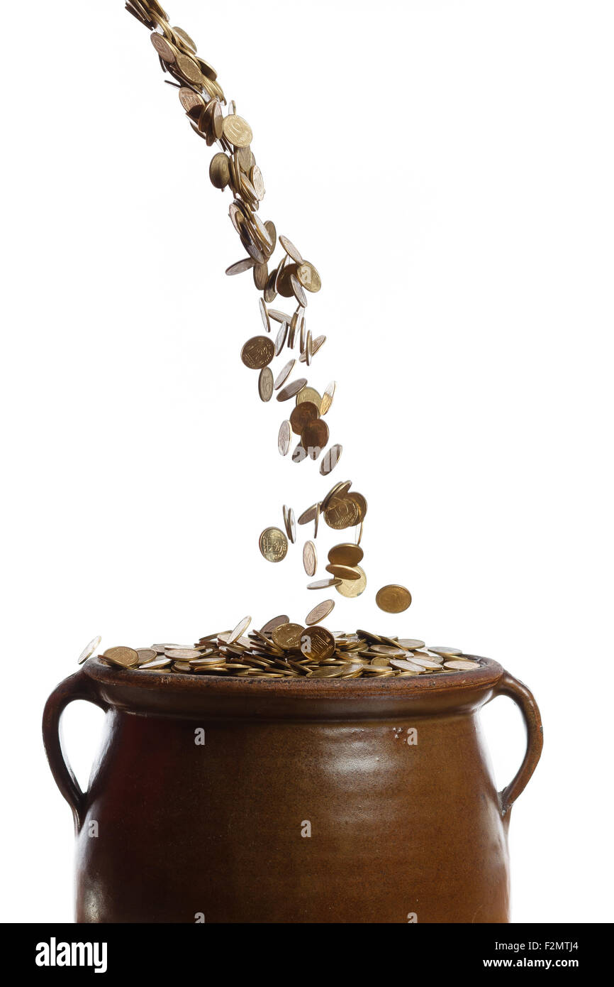 Gold Coins Falling From Pot