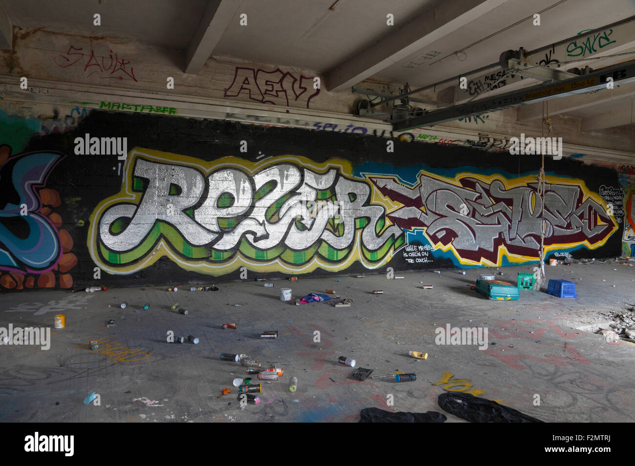 The old mine depot full of graffiti and street art near the free town ...