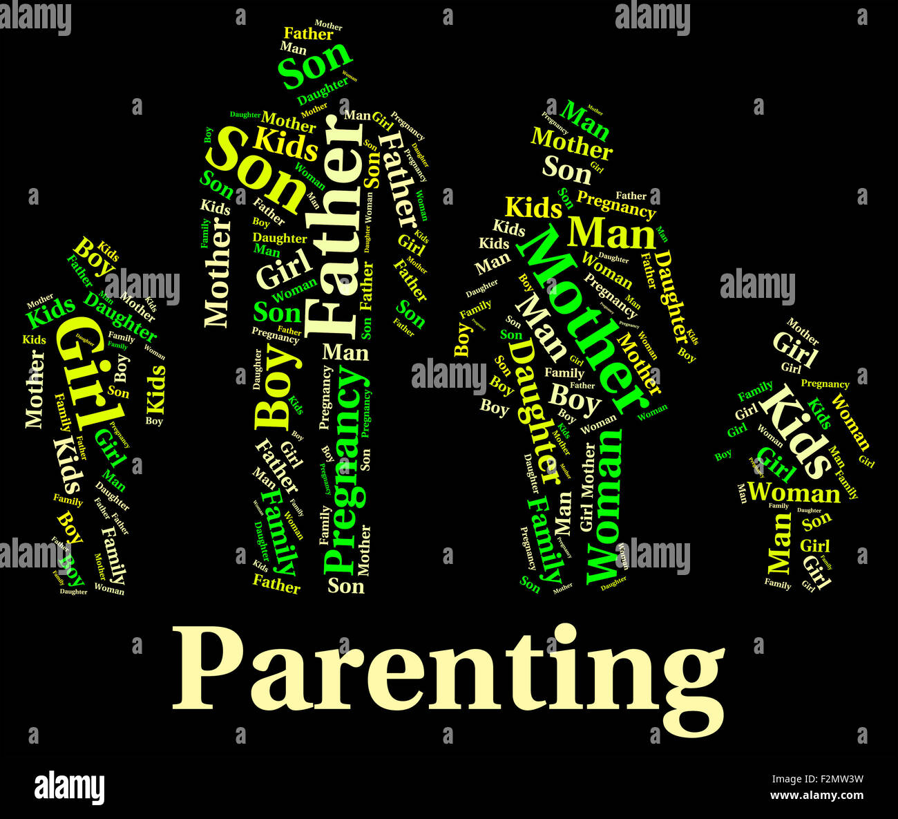 Parenting Words Representing Mother And Baby And Mother And Child Stock ...
