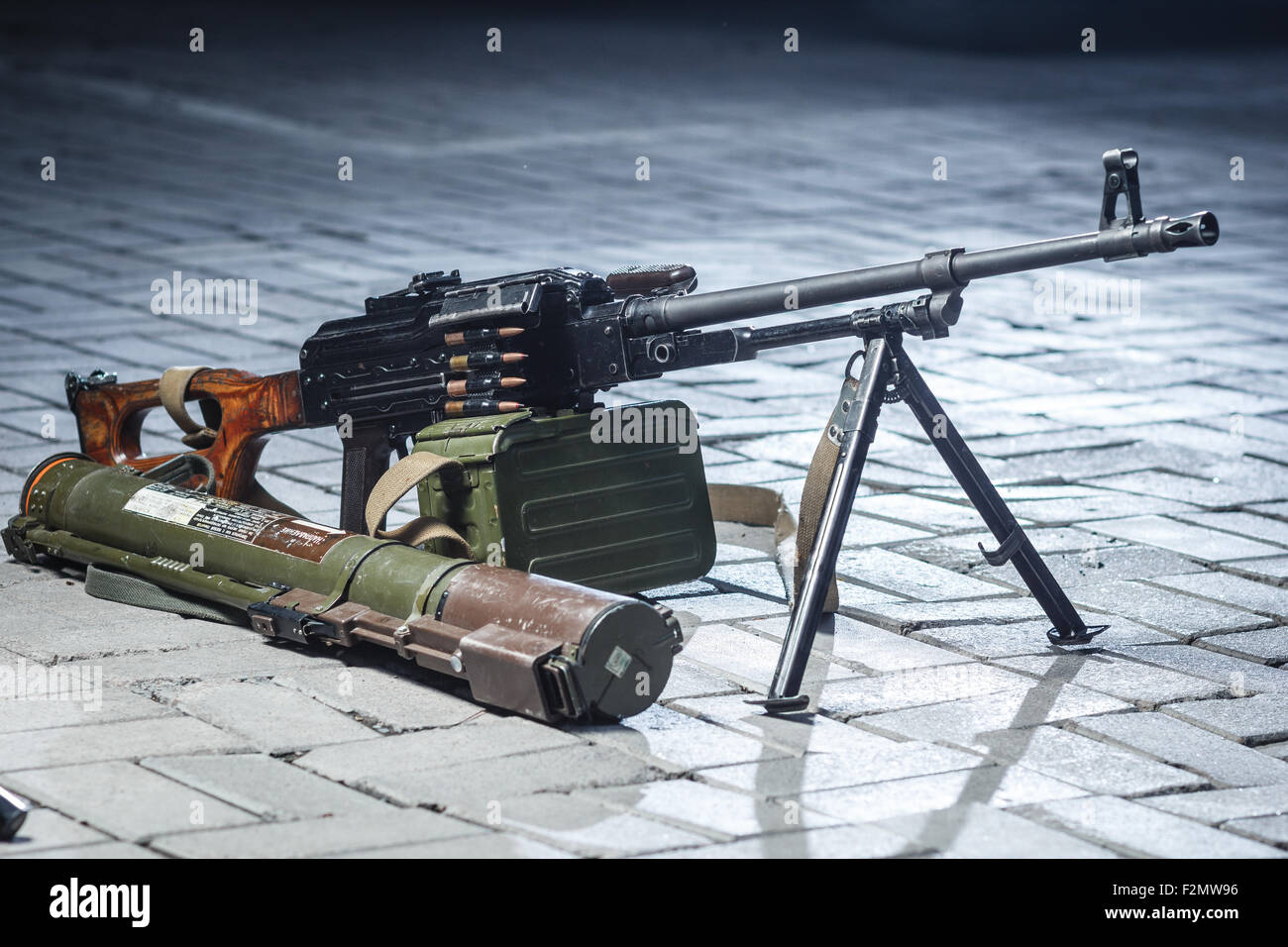 PKM and RPG-18 on the ground Stock Photo - Alamy