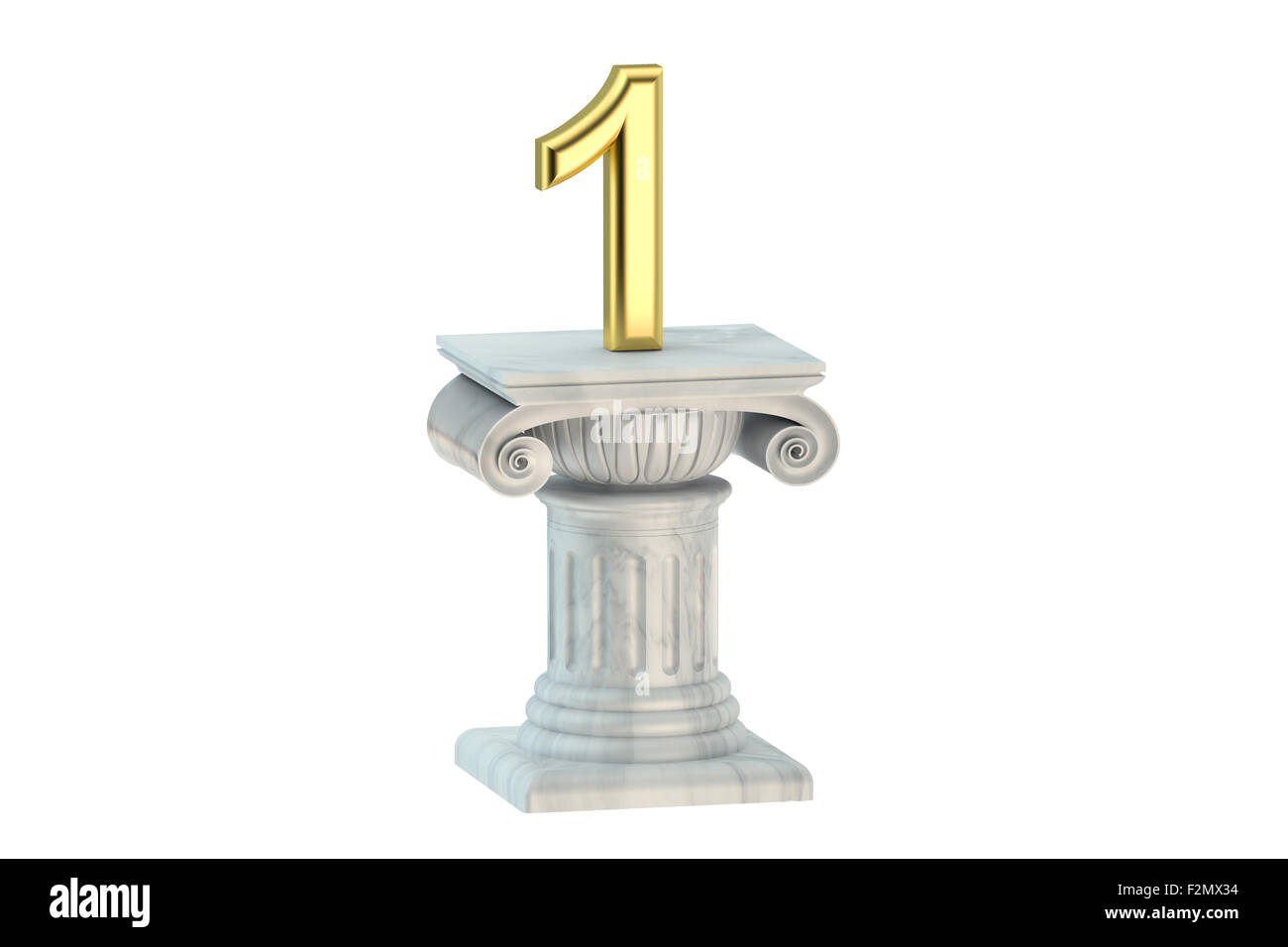 golden number 1 on stand isolated on white background Stock Photo - Alamy