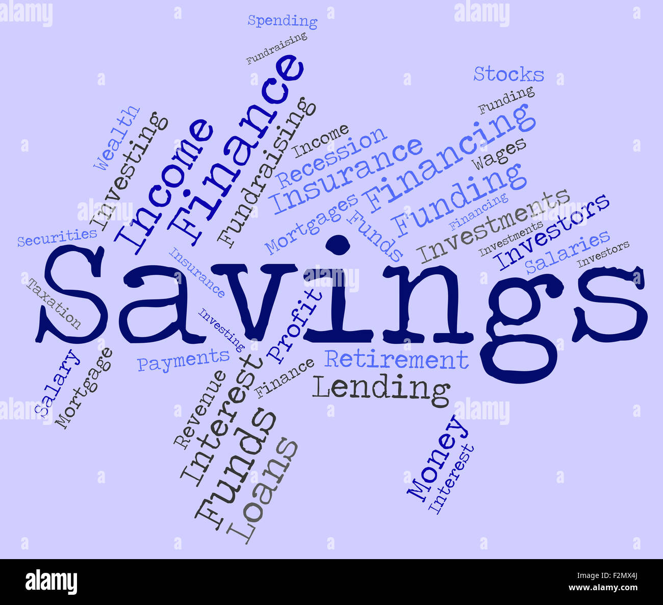 Savings Word Showing Saved Save And Cash Stock Photo - Alamy