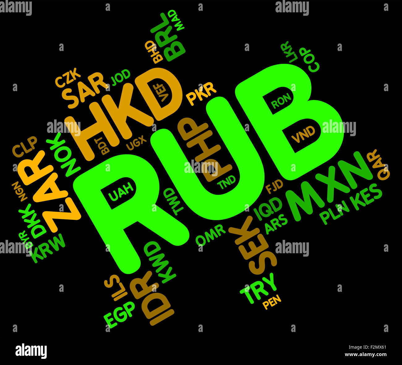 Rub Currency Indicating Russian Ruble And Words Stock Photo - Alamy