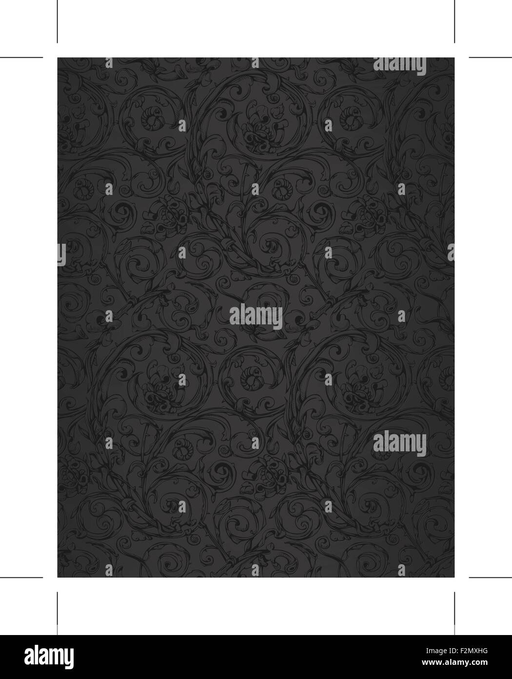 Rococo pattern, black background Stock Vector Images - Alamy
