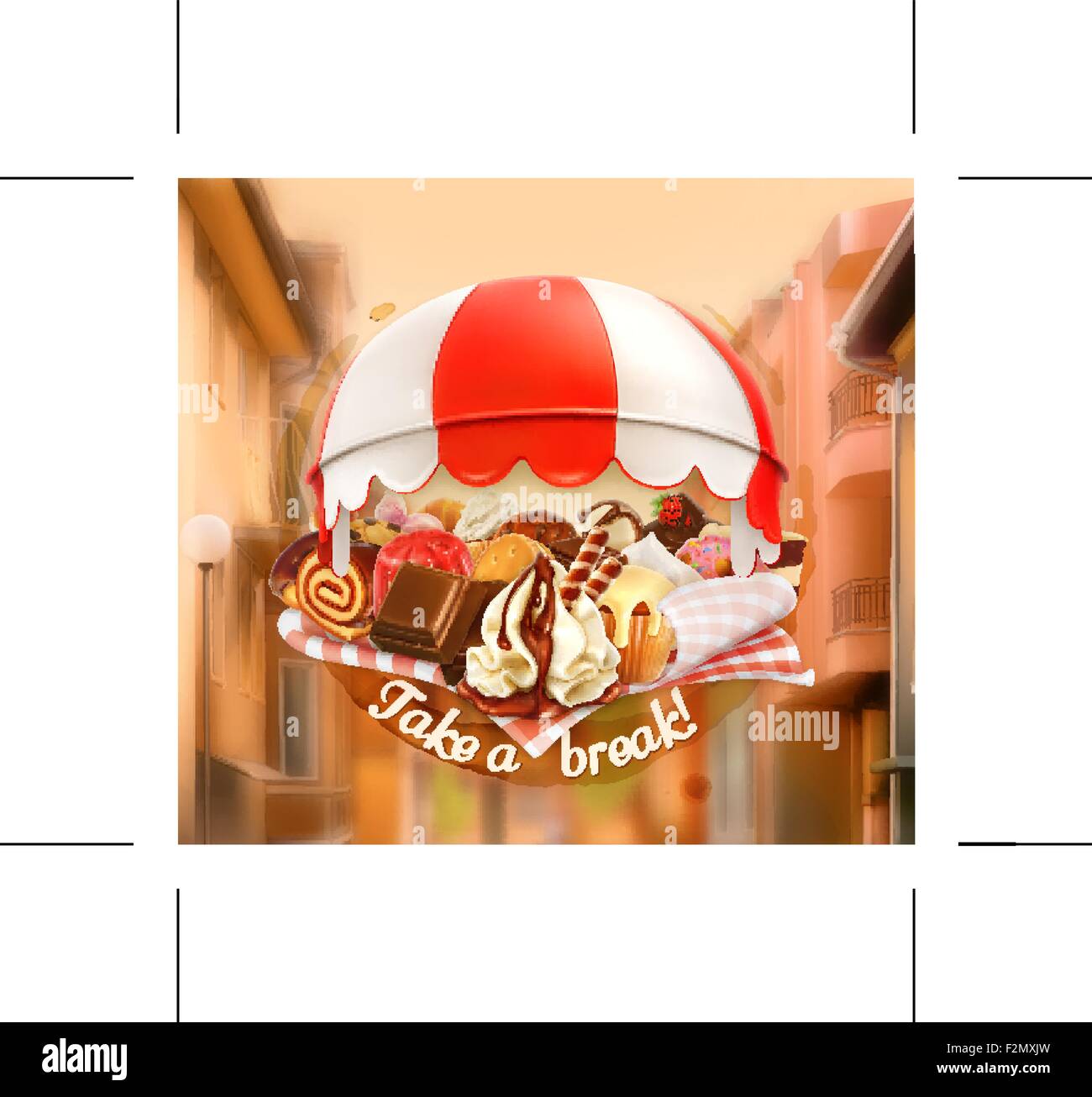 Coffee and pastry shop, confectionery, promotional sign, street ...