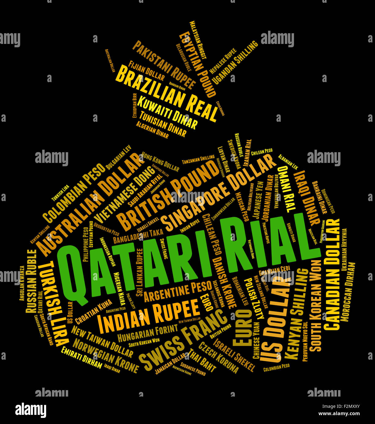 Qatari Rial Indicating Worldwide Trading And Currencies Stock Photo - Alamy