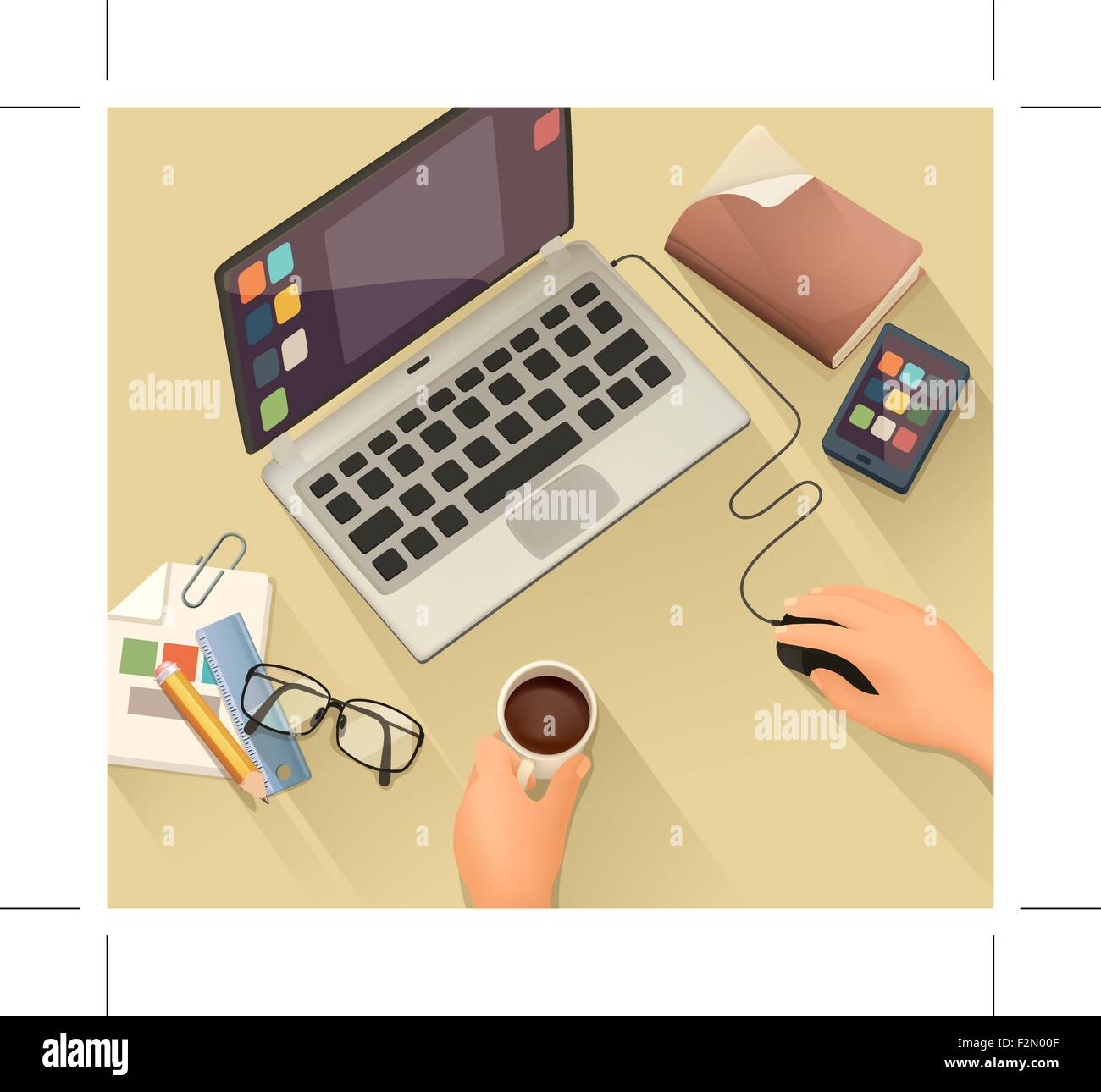Workplace, vector background flat design Stock Vector Image & Art - Alamy