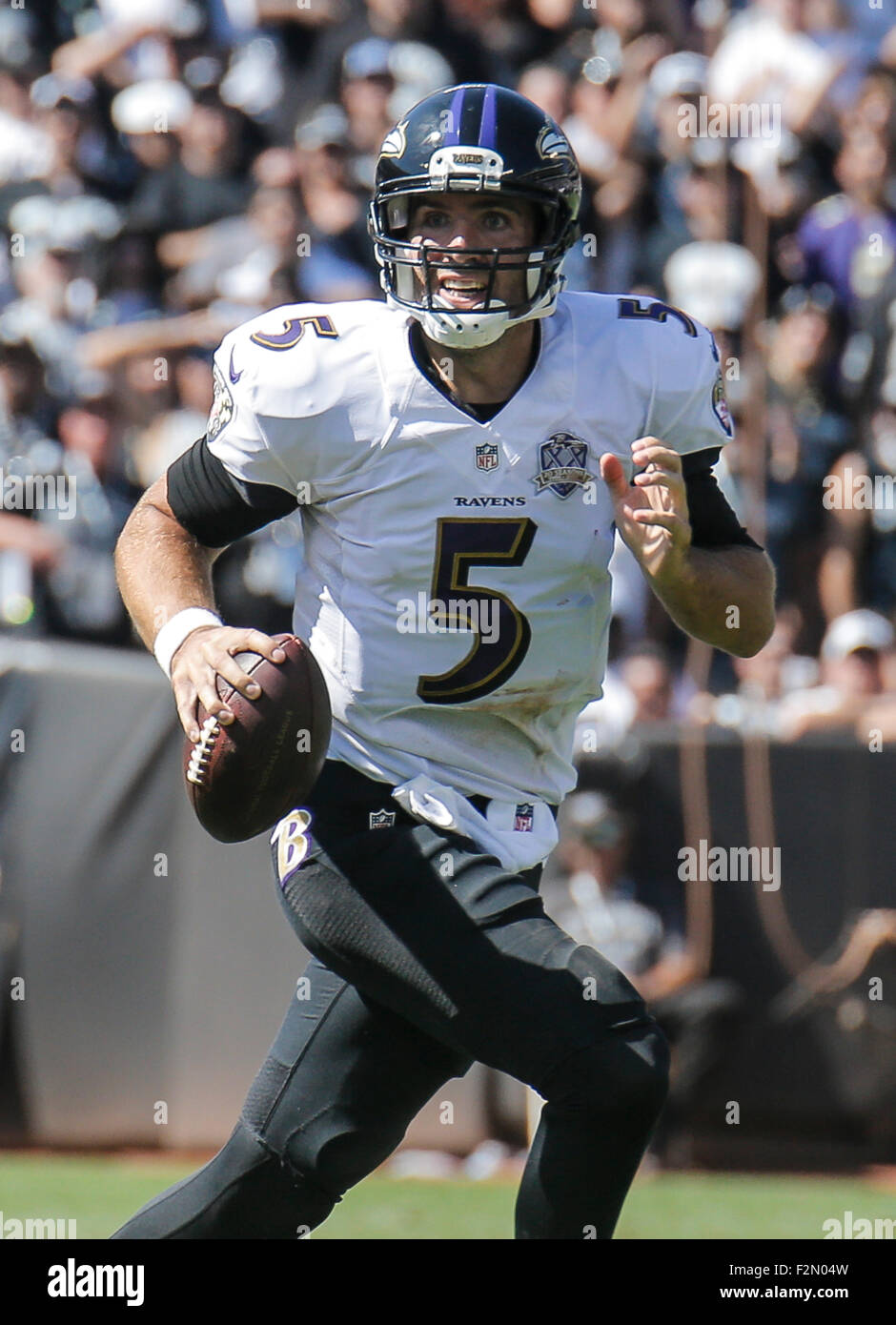 Oakland USA CA. 20th Sep, 2015. Baltimore QB # 5 Joe Flacco Threw for ...