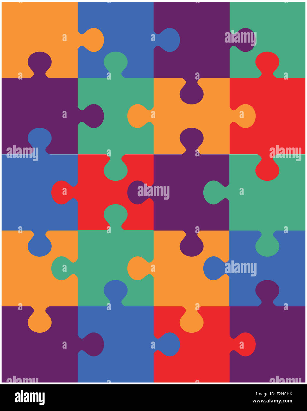 Vector illustration of colorful puzzle, separate pieces Stock Photo - Alamy