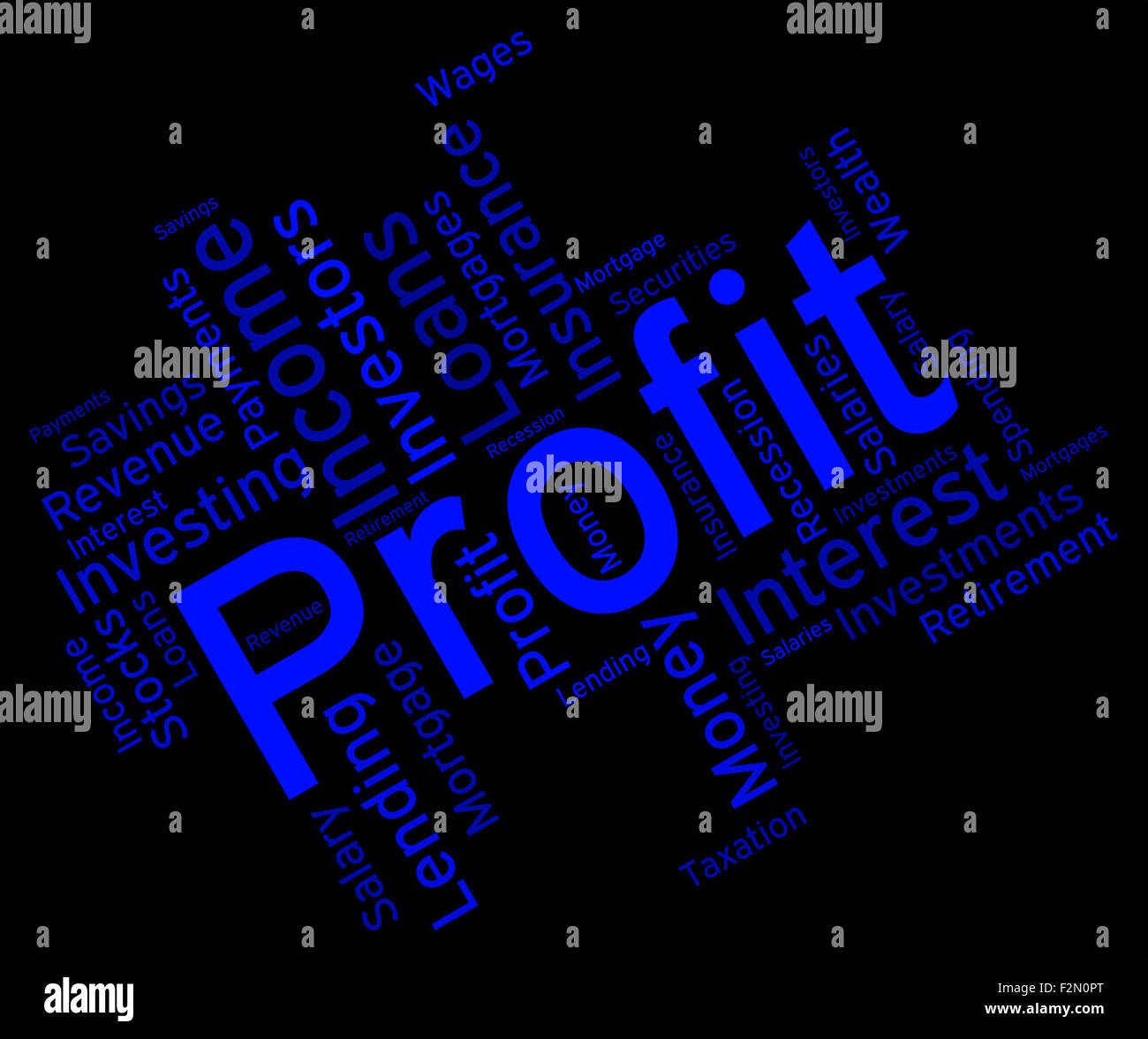 Profit Word Representing Profits Earns And Earn Stock Photo - Alamy