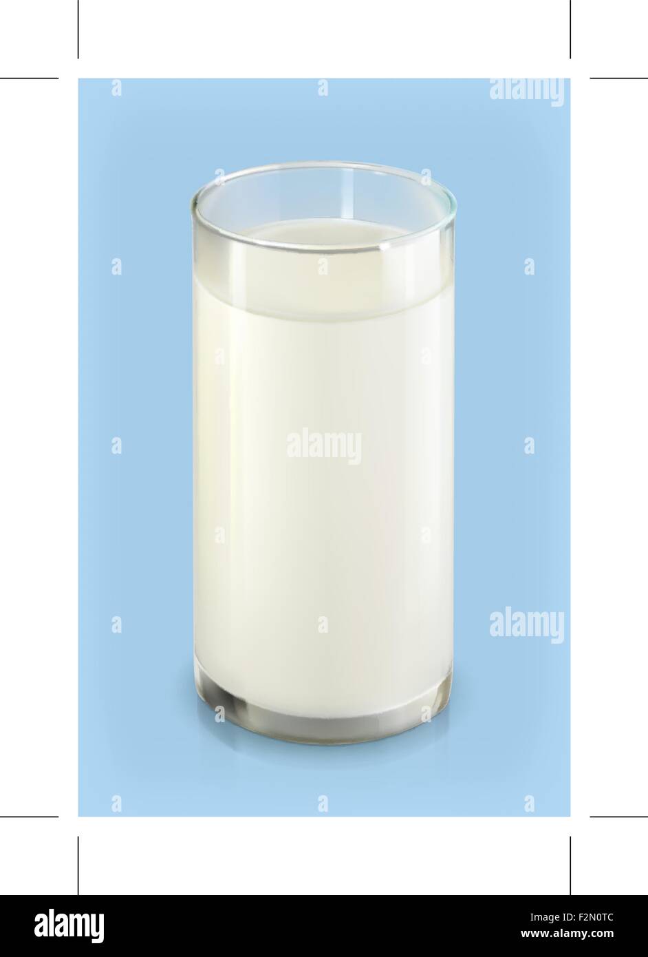 Glass of milk, vector object on blue background Stock Vector Image ...