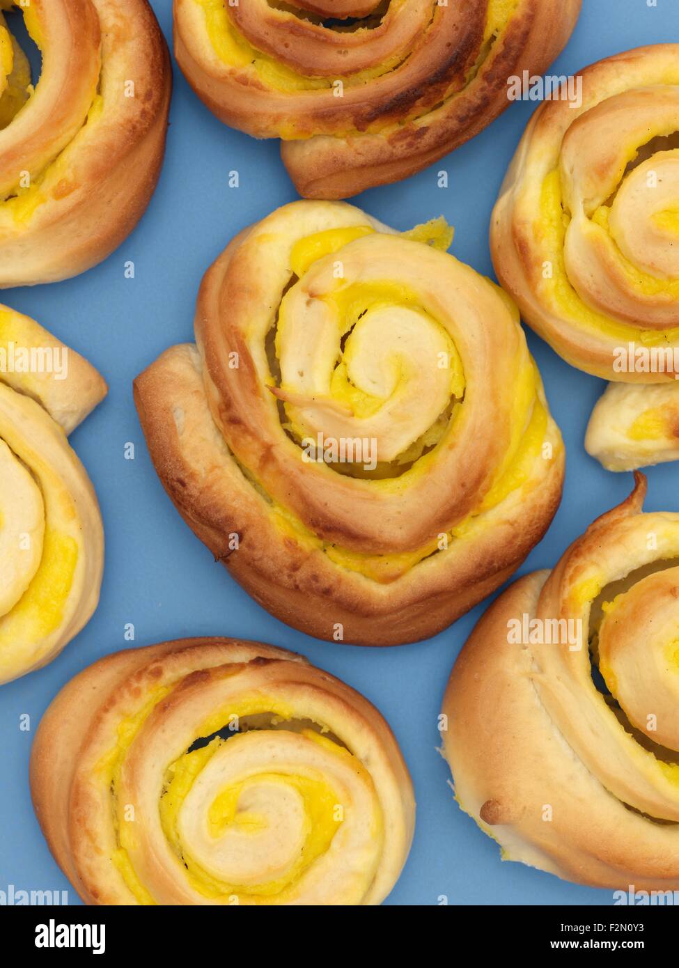 A close up shot of pastry custard scrolls Stock Photo - Alamy