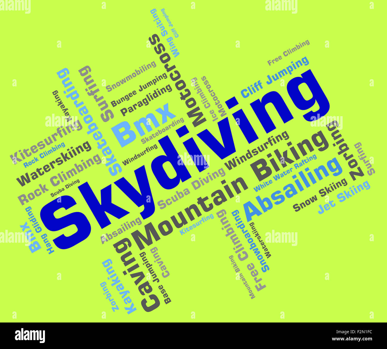 Skydiving Word Representing Parachute Jump And Skydivers Stock Photo ...