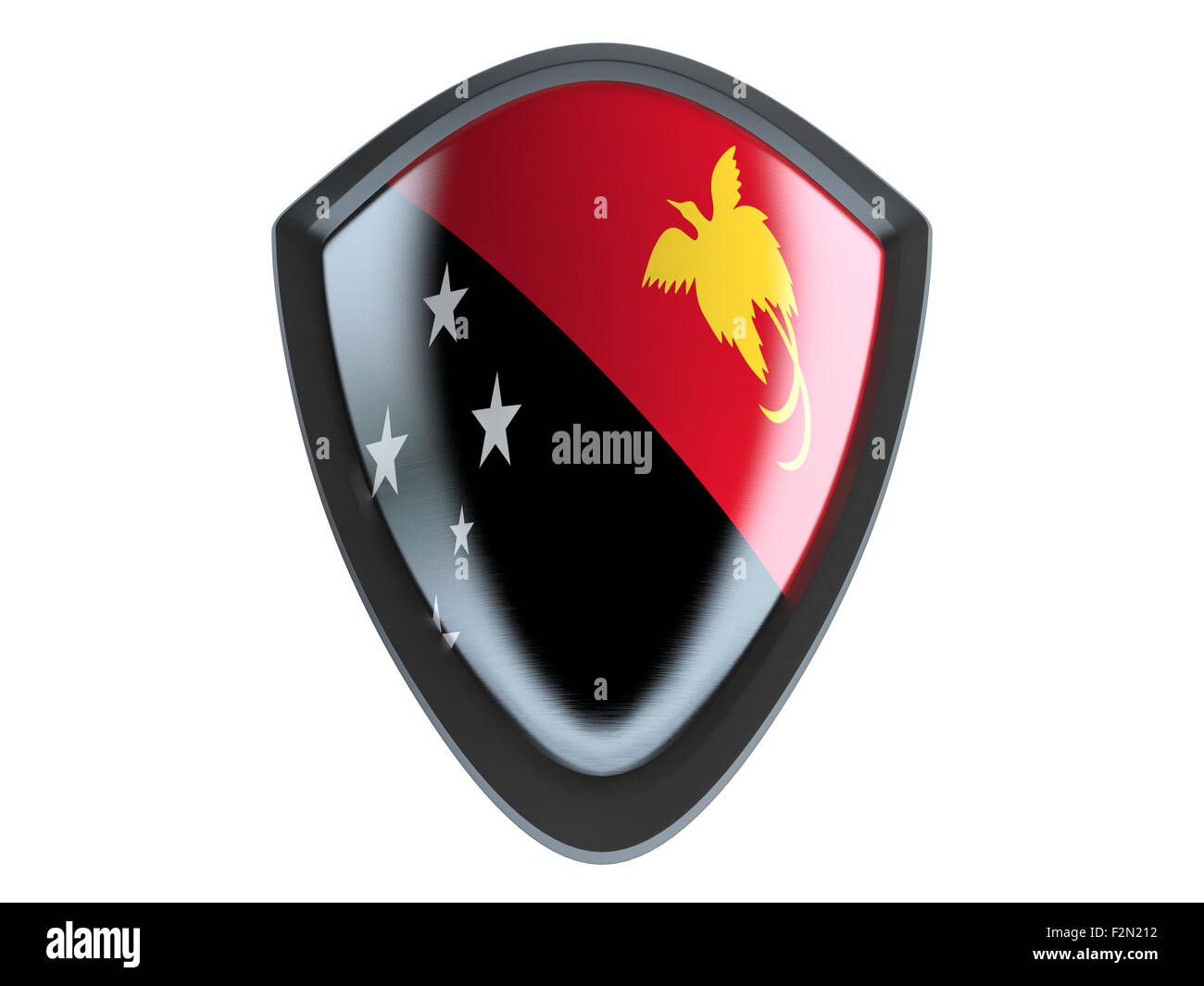 Papua New Guinea flag on metal shield isolate on white background Stock ...