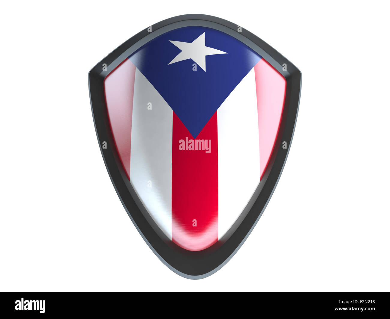 Puerto Rico flag on metal shield isolate on white background Stock ...