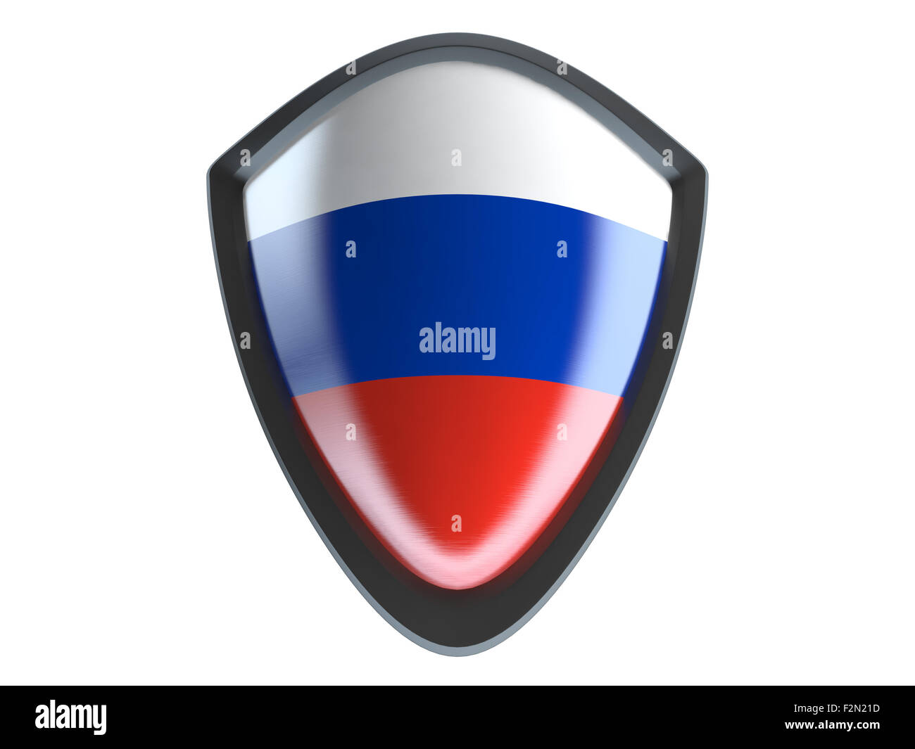 Russia flag on metal shield isolate on white background Stock Photo - Alamy