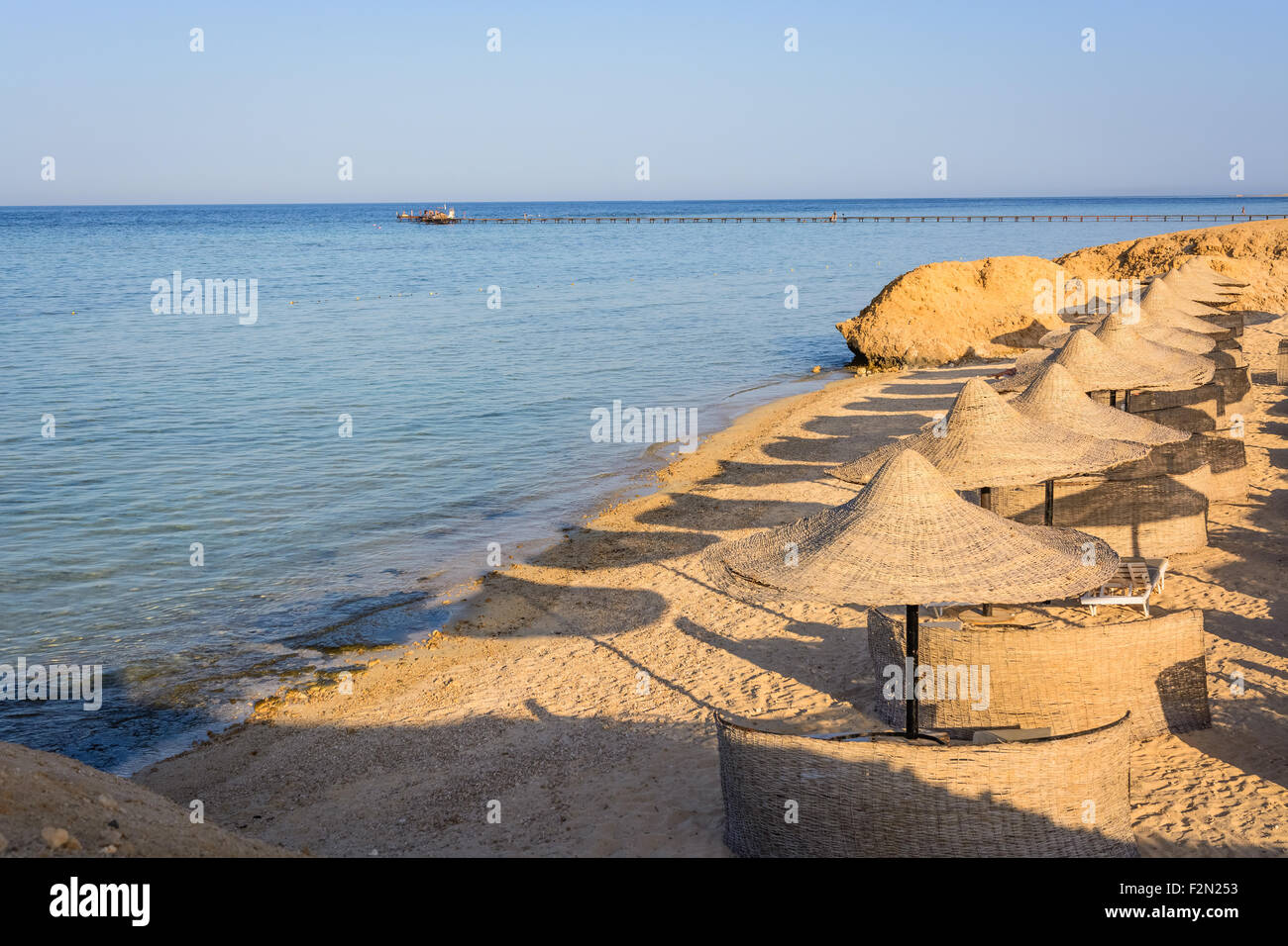 Egyptian parasol on beach hi-res stock photography and images - Alamy