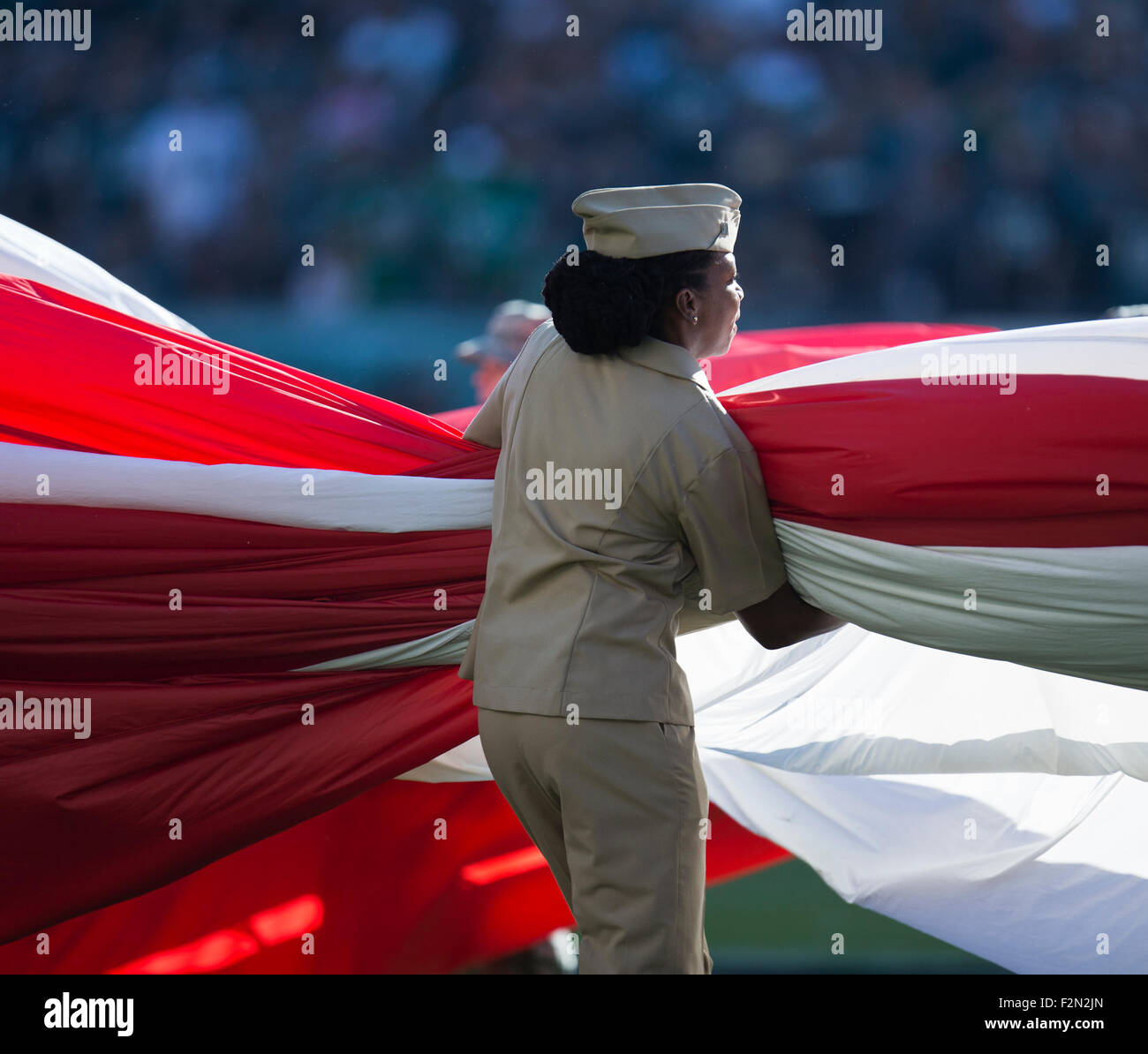 color guard American flag football Stock Photo - Alamy