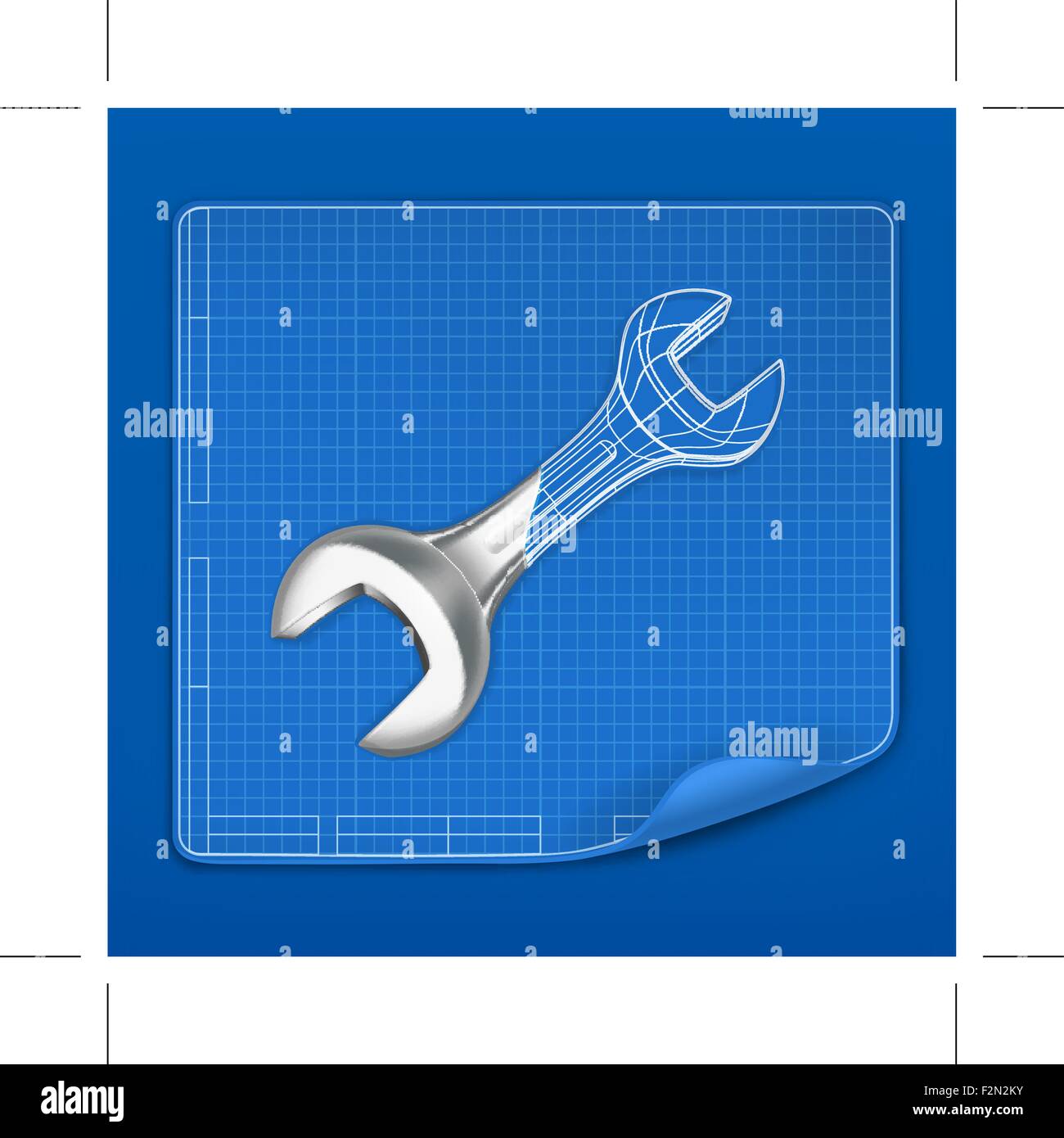 Wrench drawing blueprint, vector Stock Vector Image & Art - Alamy