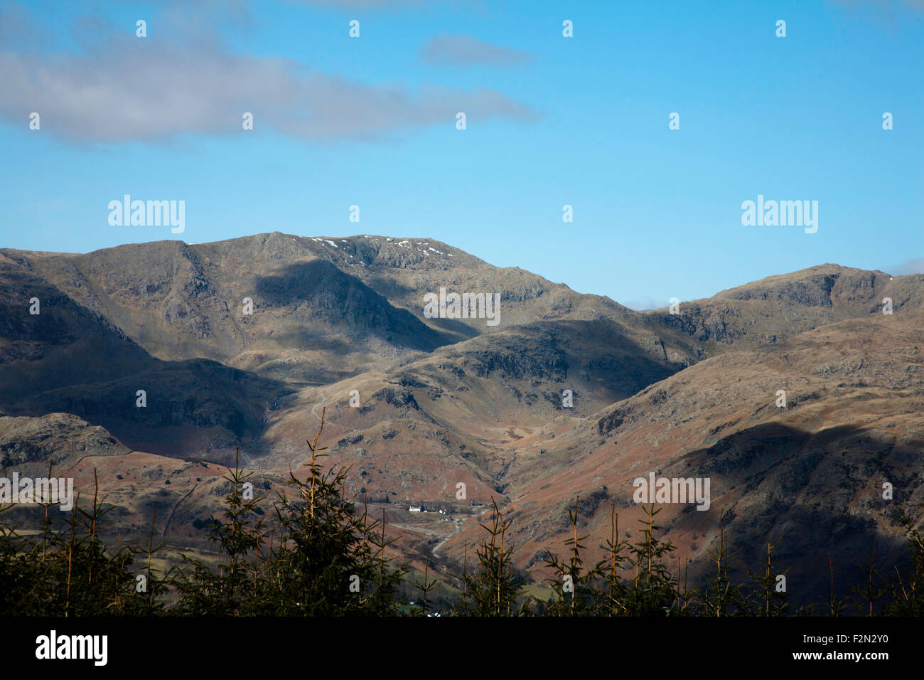 The Old Man of Coniston and Wetherlam from Carron Crag Grizedale Forest ...