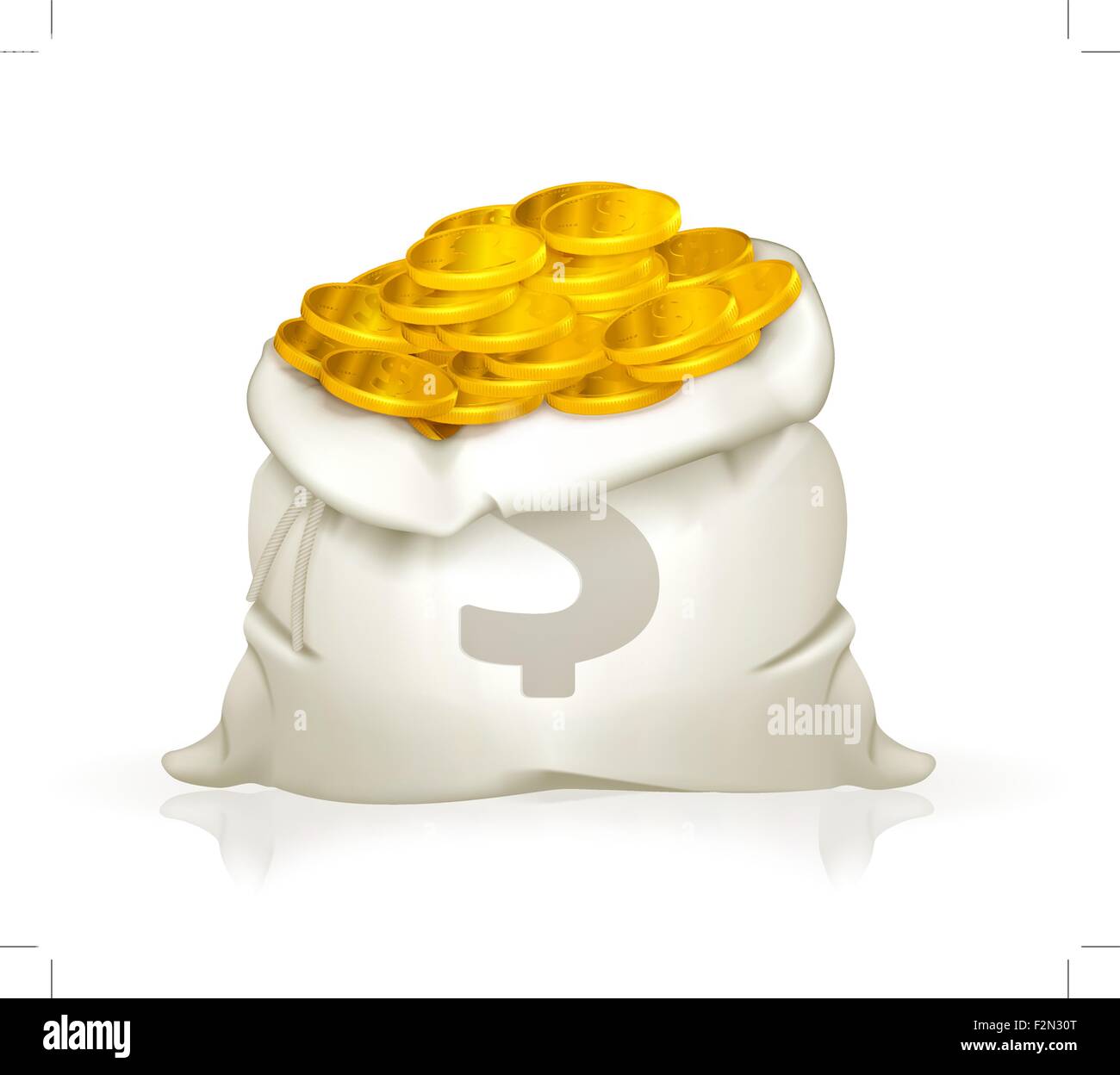 Money bag stack coins dollar Cut Out Stock Images & Pictures - Alamy