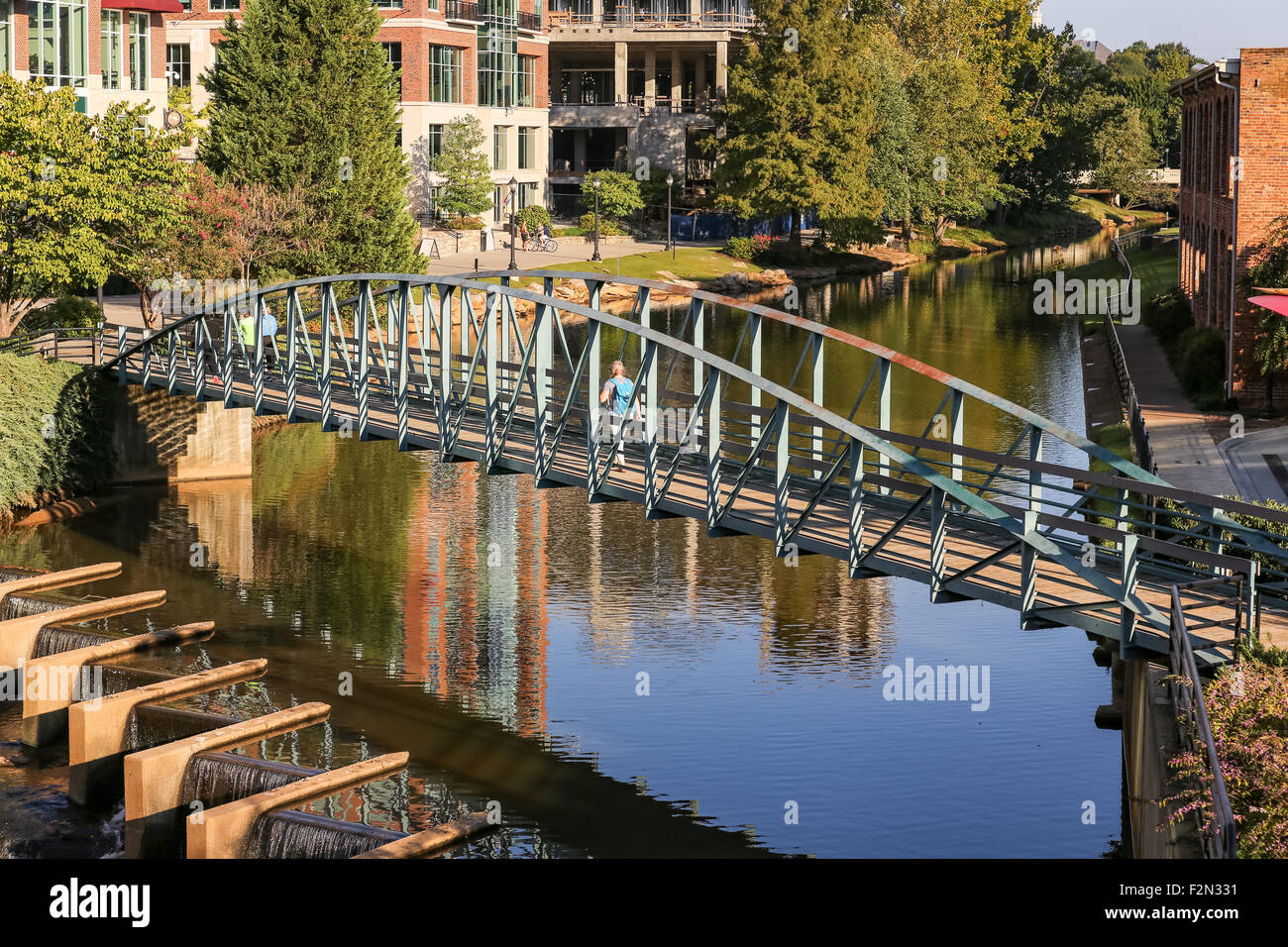 River Place bridge and artwork Paradigm Pathway at Art Crossing over ...