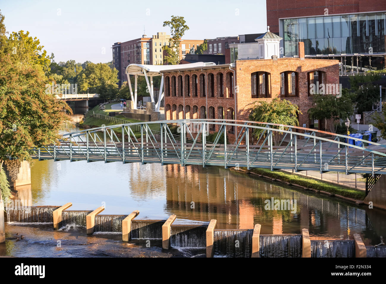 River Place bridge and artwork Paradigm Pathway at Art Crossing over ...