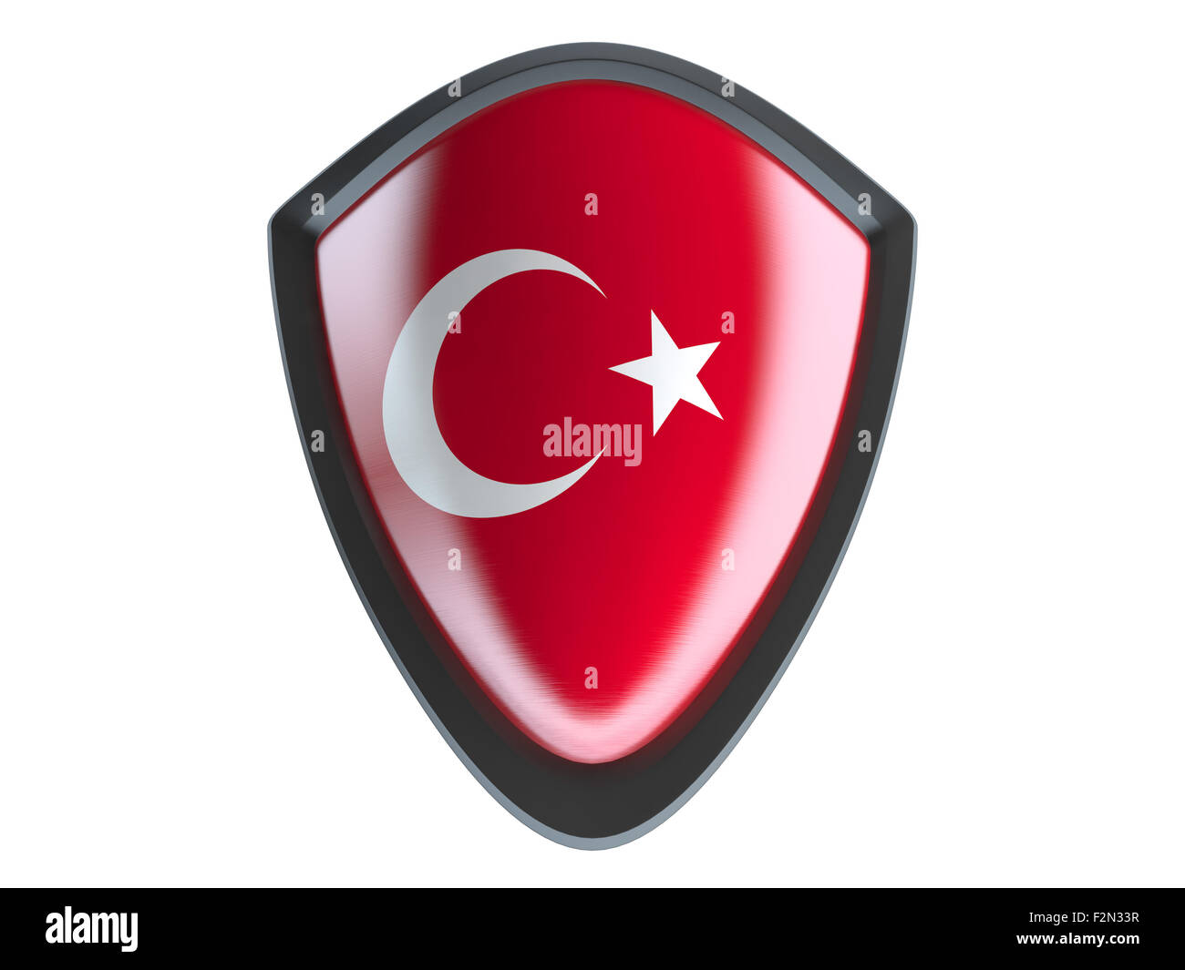 Turkey flag on metal shield isolate on white background Stock Photo - Alamy