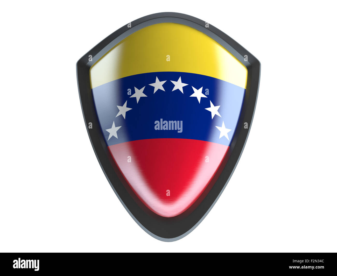 Venezuela flag on metal shield isolate on white background Stock Photo ...