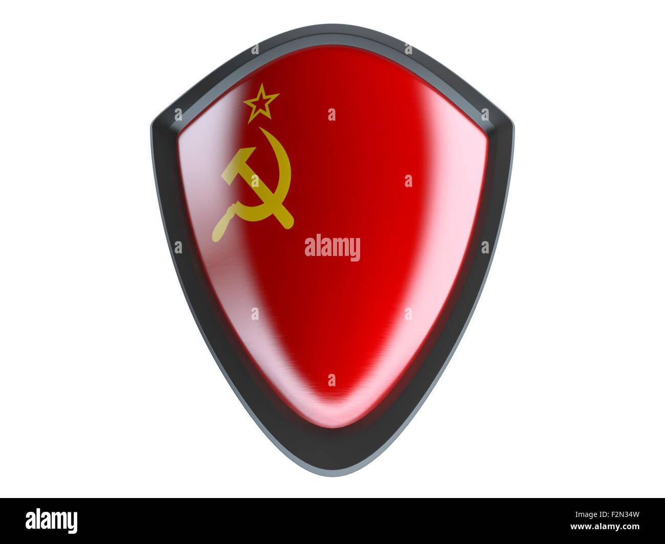 Soviet Union flag on metal shield isolate on white background Stock ...