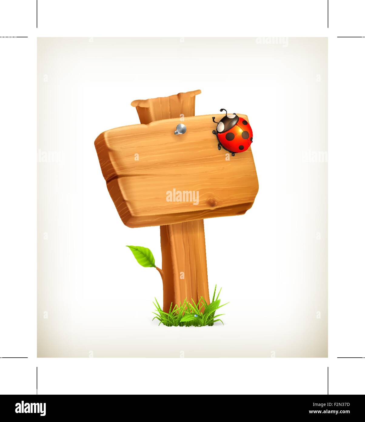 Ladybug on wooden sign, vector Stock Vector Image & Art - Alamy