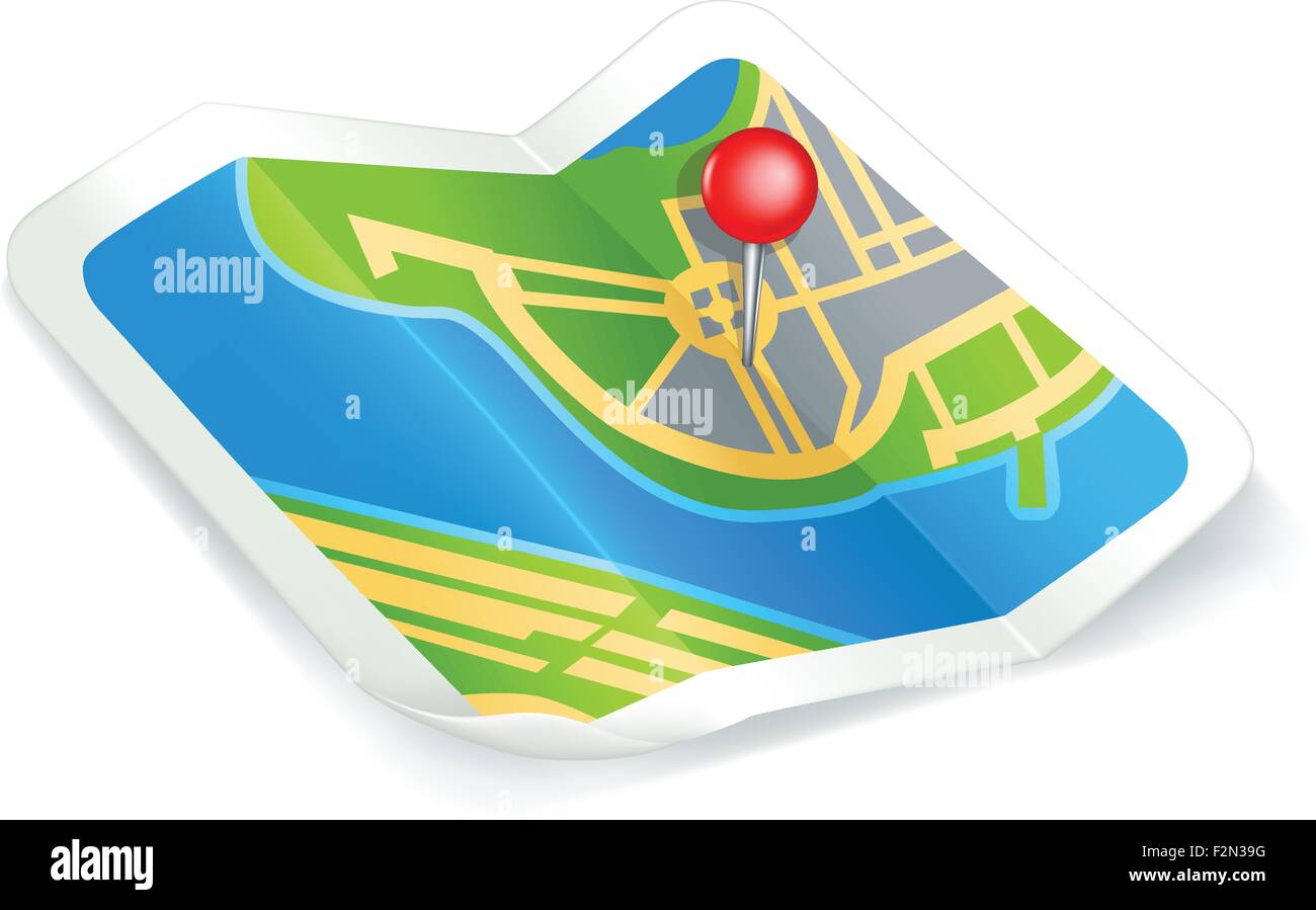 Folded road map Cut Out Stock Images & Pictures - Alamy