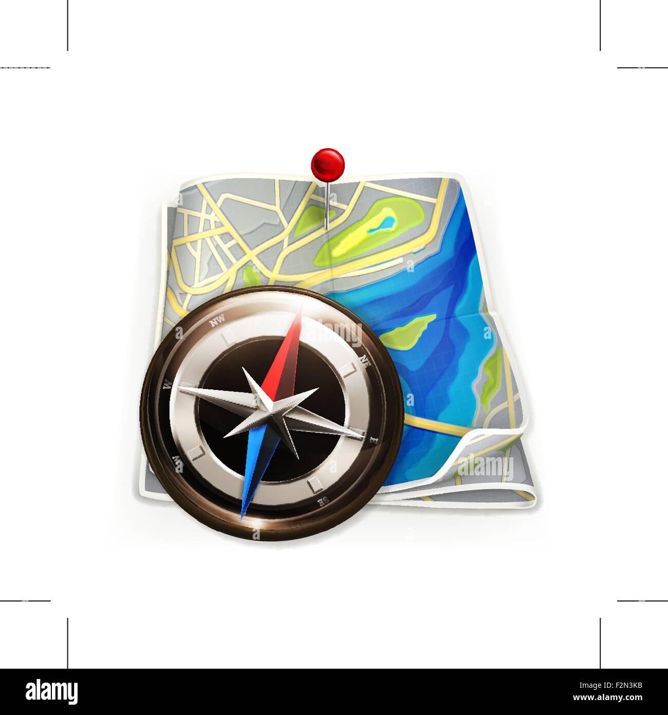 Folded map and compass hi-res stock photography and images - Alamy