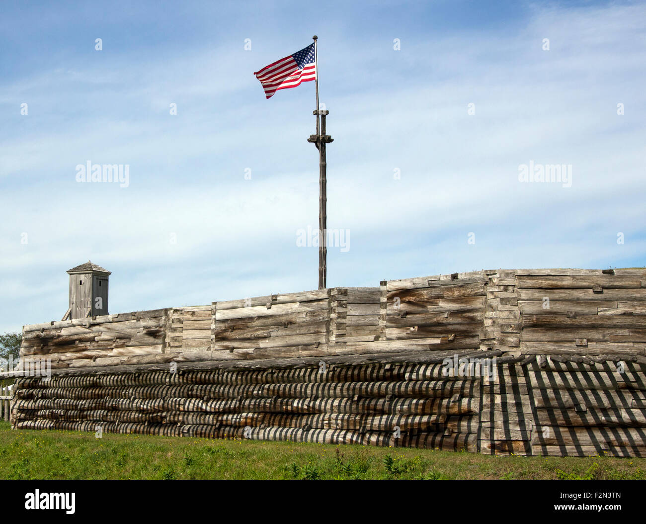 American flag flying over Fort Stanwix Rome New York USA US America ...