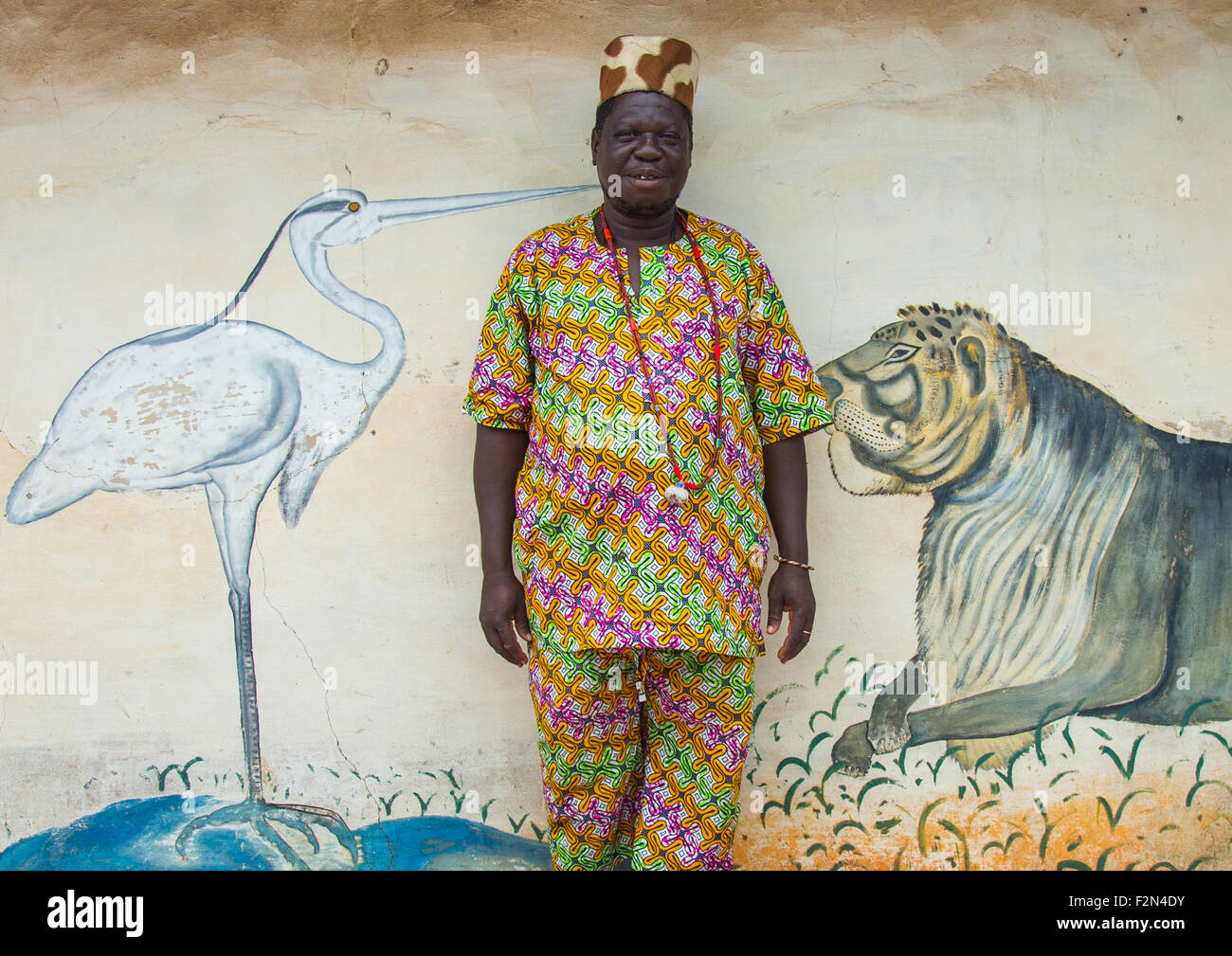 Benin, West Africa, Savalou, a priest from the voodoo covent of the ...