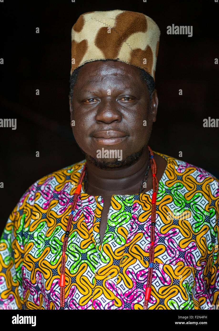 Benin, West Africa, Savalou, a priest from the voodoo covent of the ...