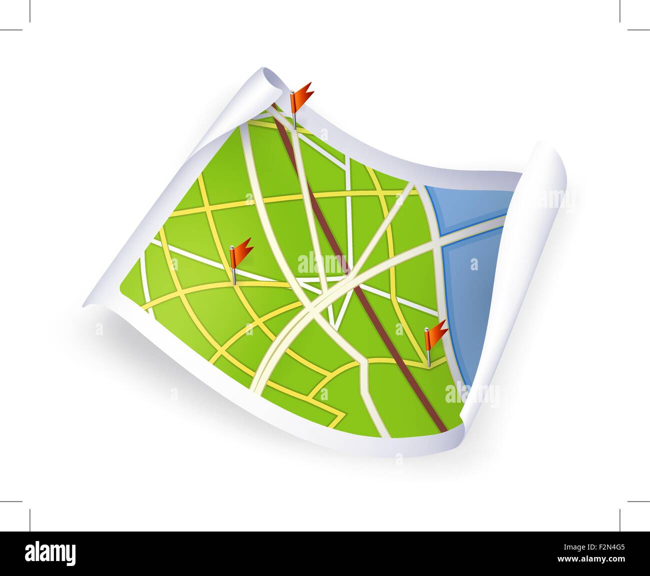 Folded road map Cut Out Stock Images & Pictures - Alamy