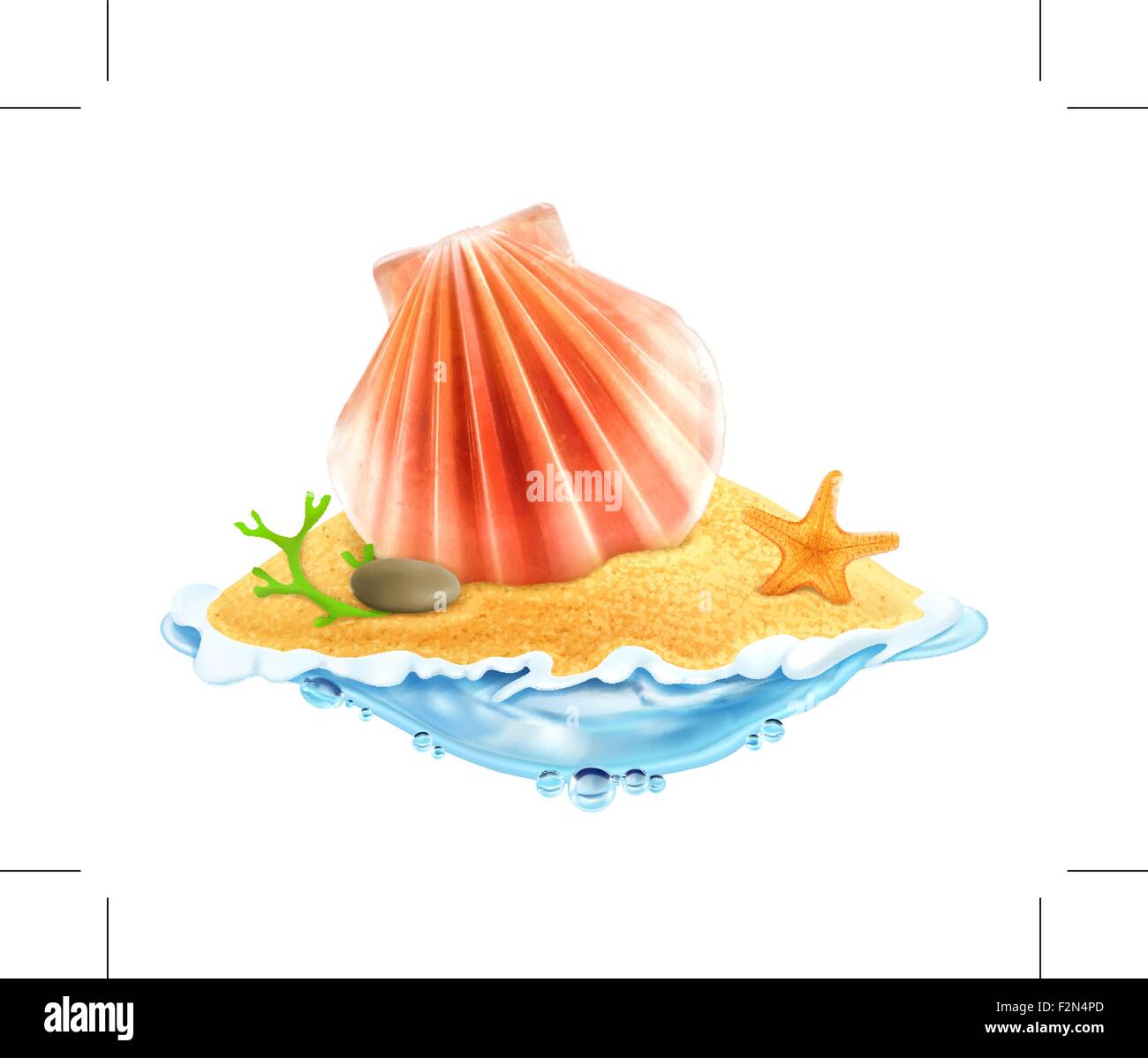 Seashell in the sand, vector illustration Stock Vector Image & Art - Alamy