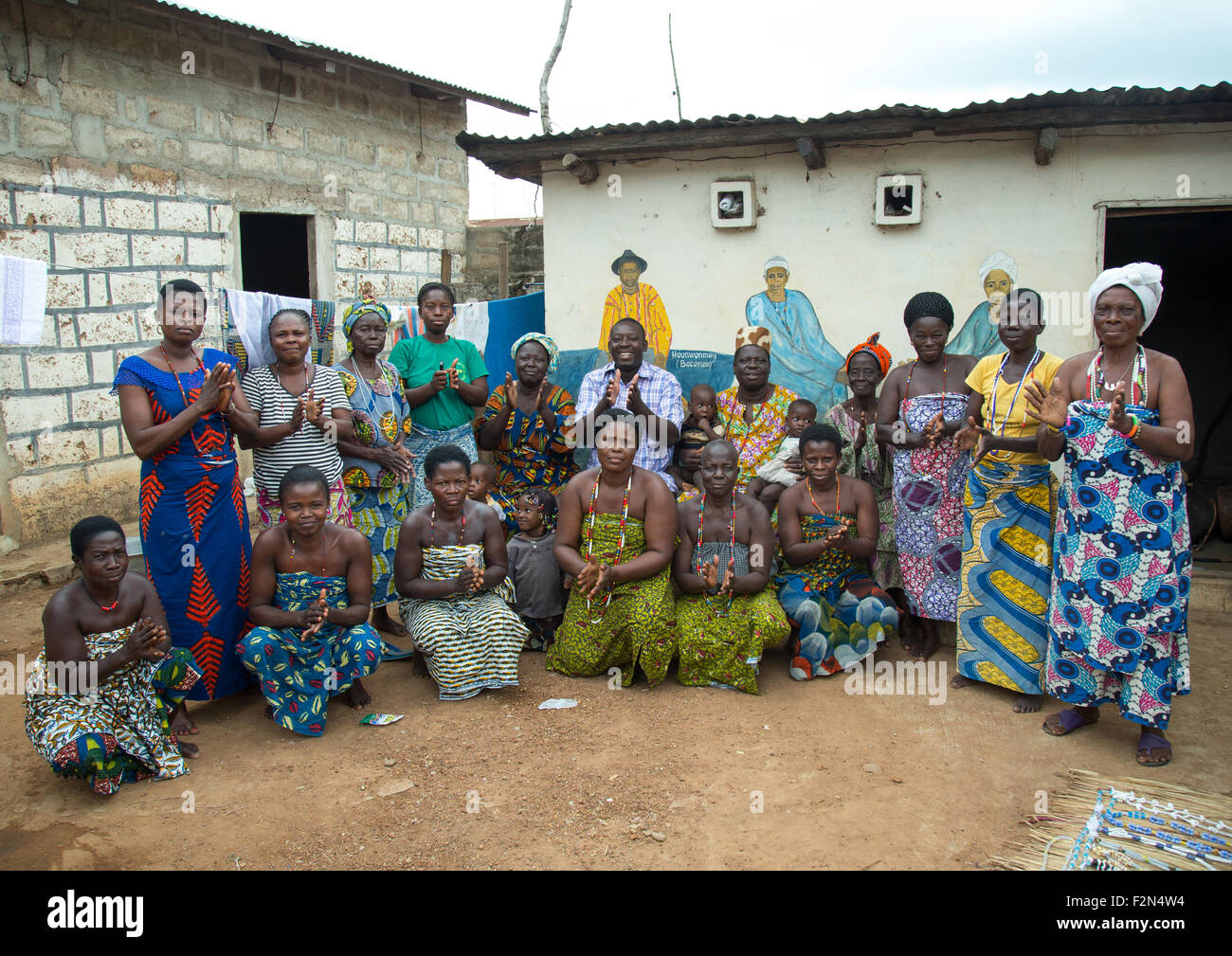 Benin, West Africa, Savalou, members of the voodoo covent of the royal ...