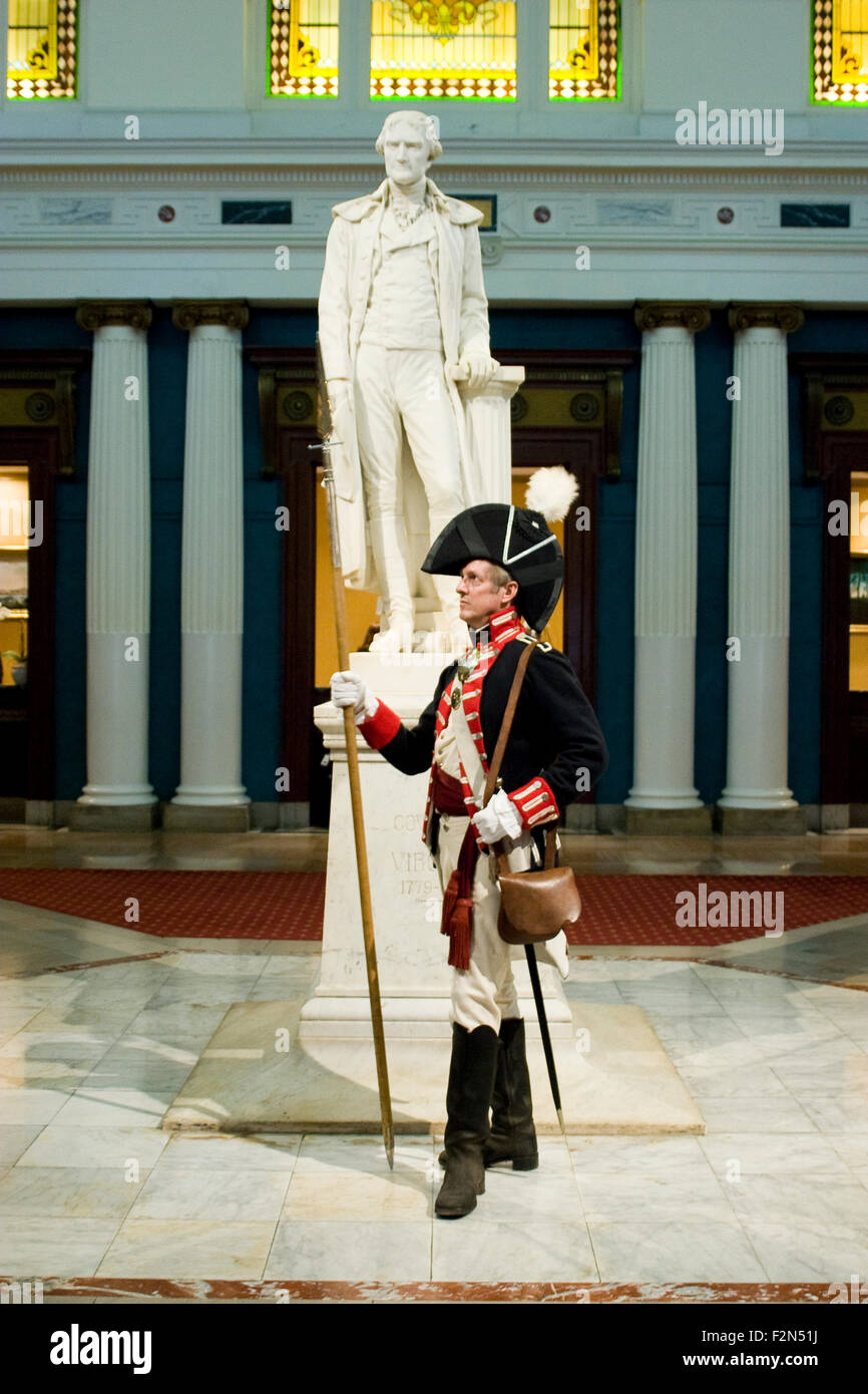 Costumed interpreter and a majestic marble sculpture of Thomas ...
