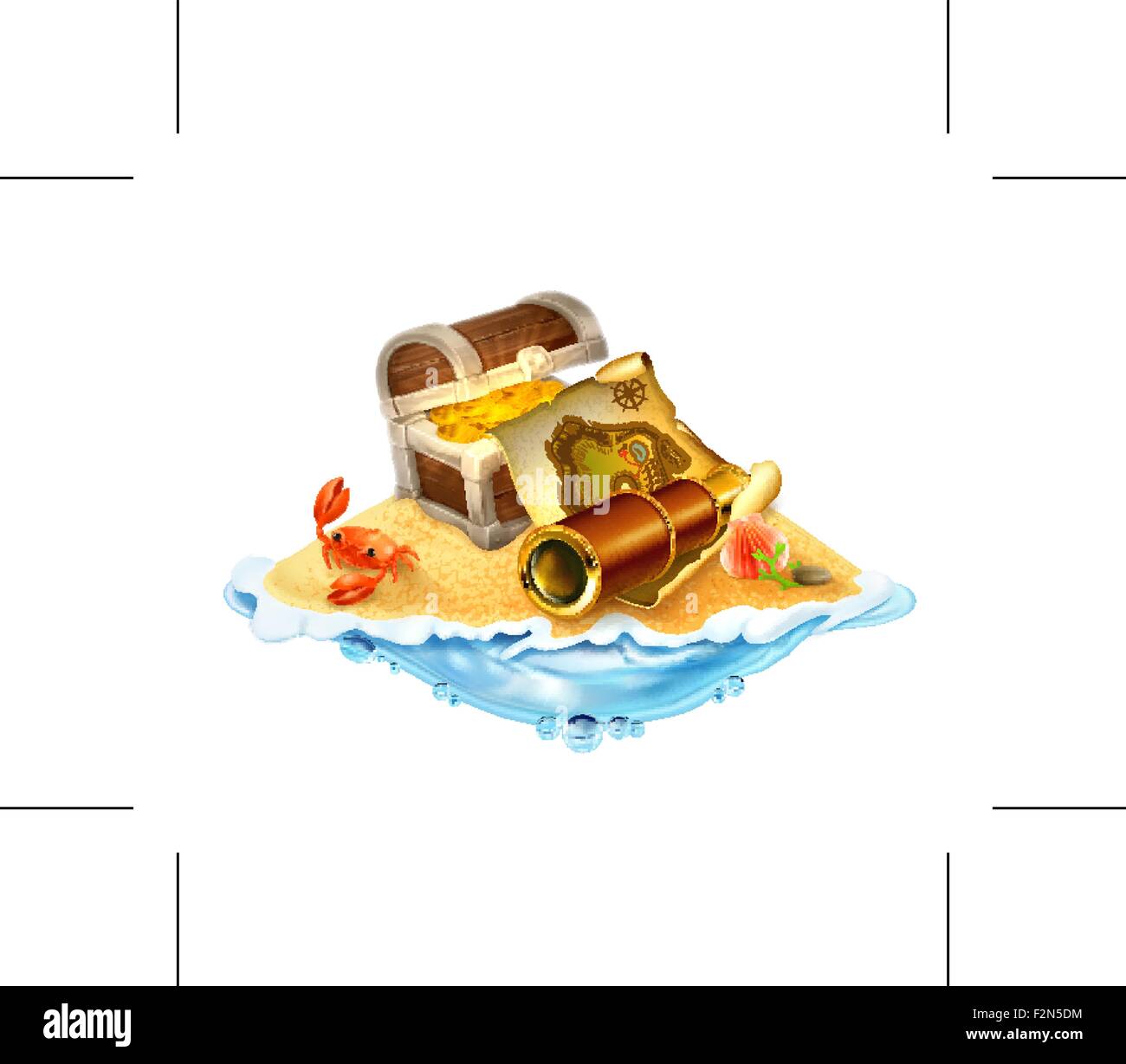 Treasure island, vector illustration isolated on white background Stock ...