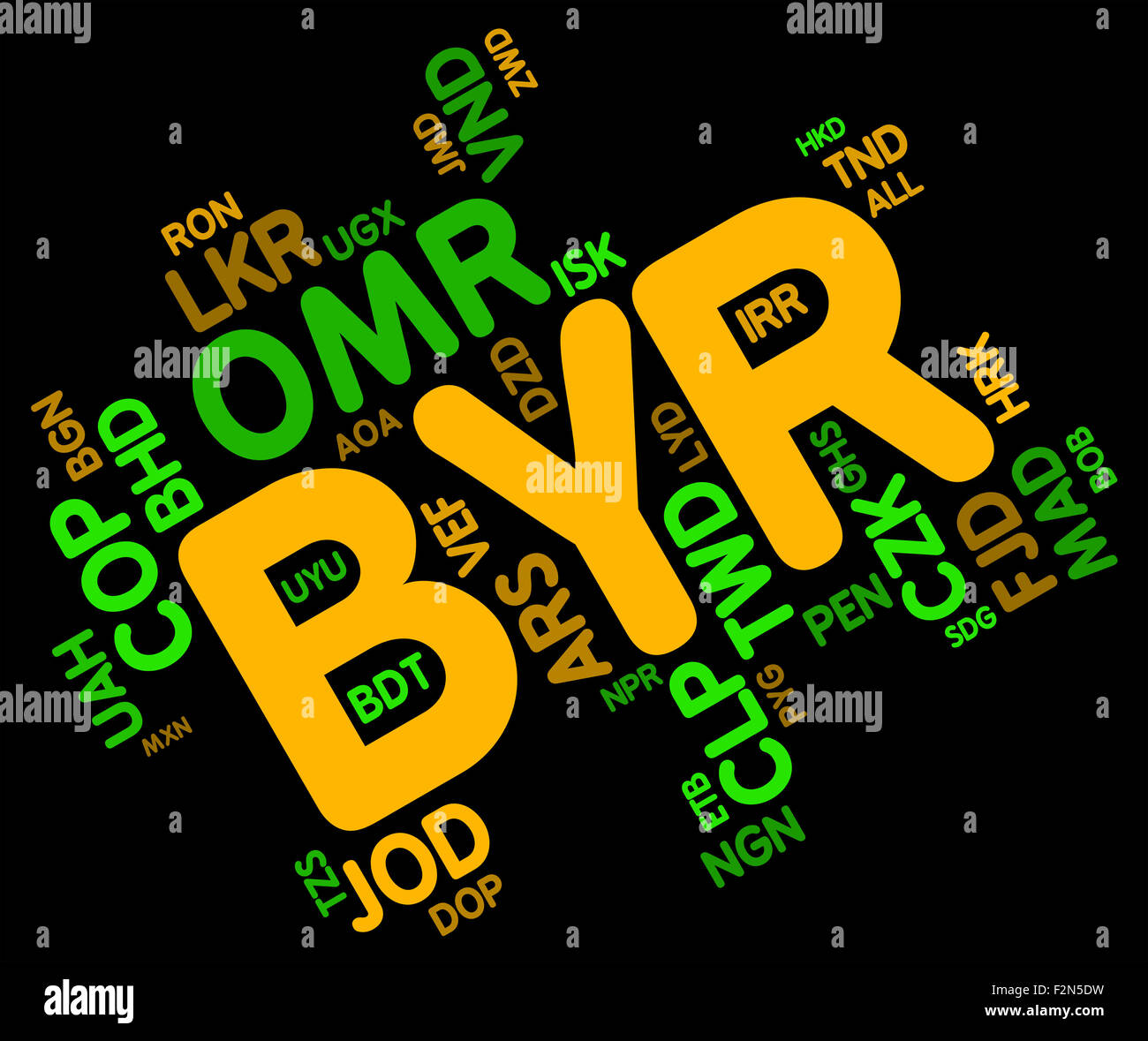 Byr Currency Showing Worldwide Trading And Market Stock Photo - Alamy