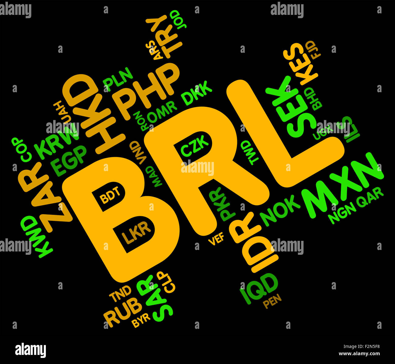 Brl Currency Representing Brazil Real And Words Stock Photo - Alamy