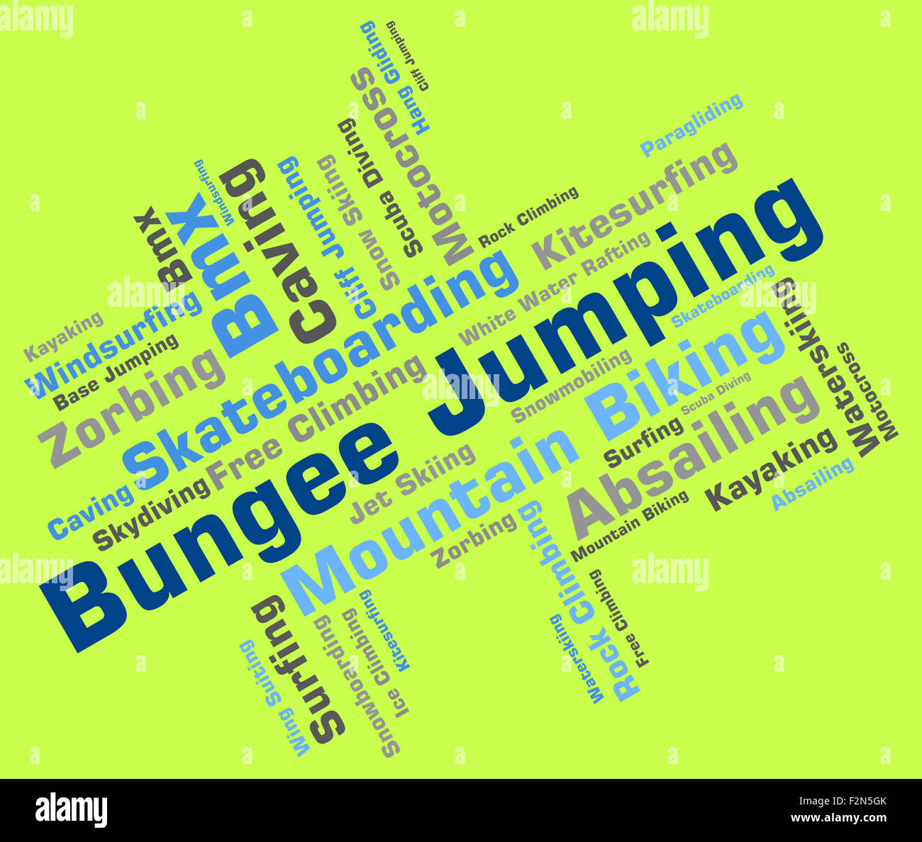 Bungee Jumping Indicating Xtreme Word And Wordcloud Stock Photo - Alamy